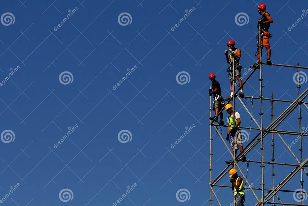 SCAFFOLDING WORKERS editorial stock photo. Image of work - 18137453