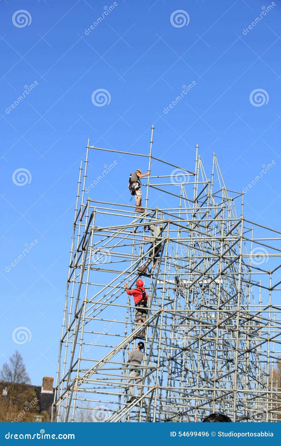 Scaffolding workers stock photo. Image of blue, construction - 54699496