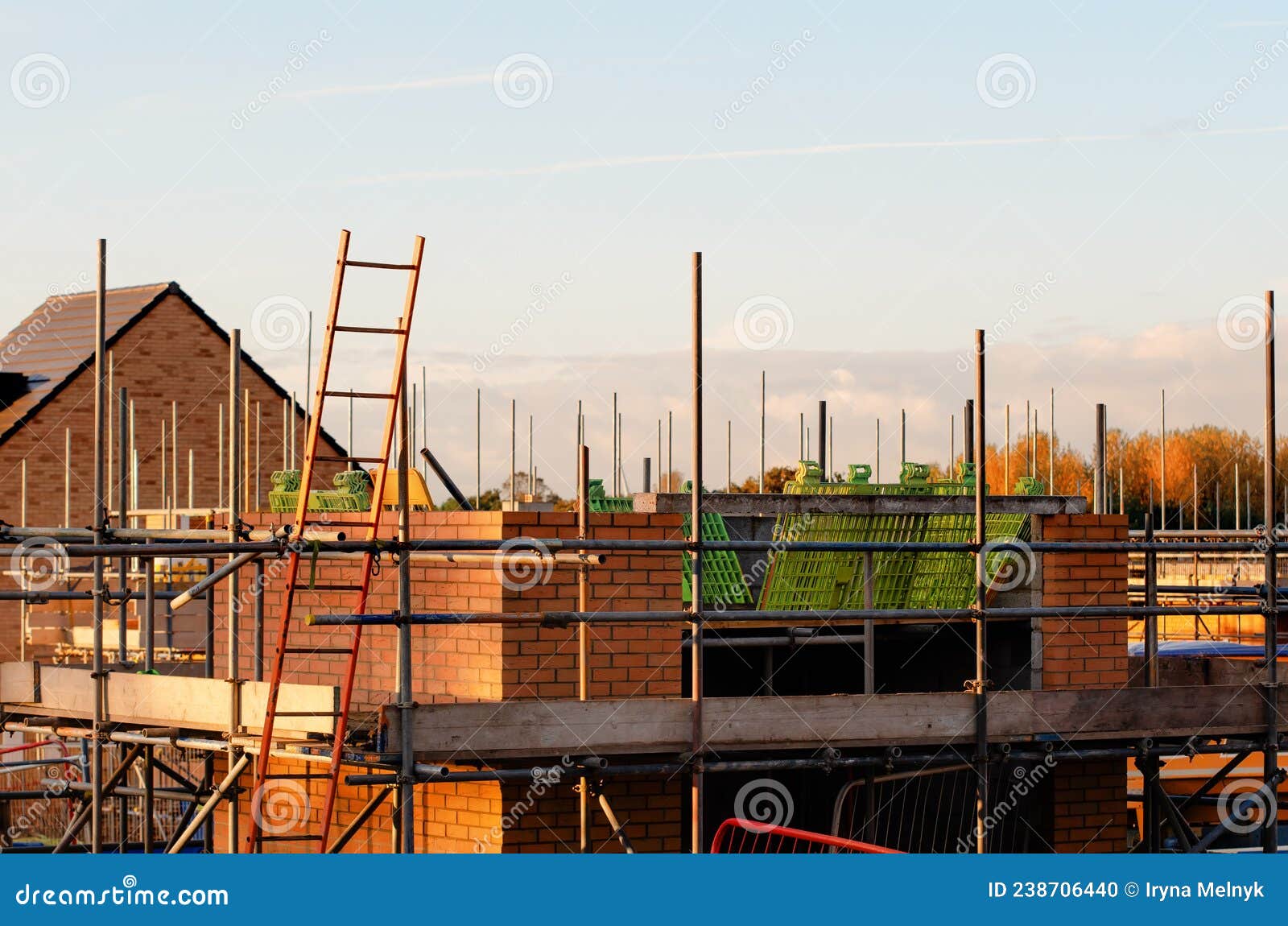 Scaffolds Erected Around Brick Walls To Provide Safe Working Platform ...
