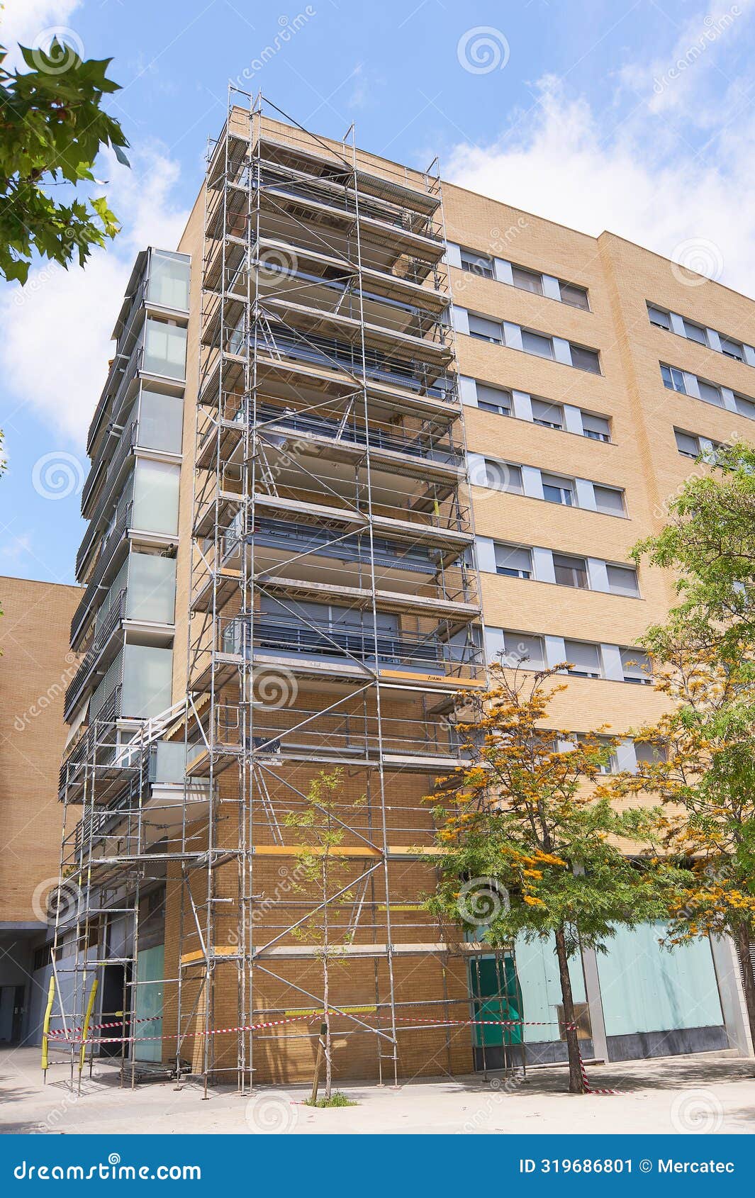 Scaffolds and Insulation on Building Under Construction Stock Image ...