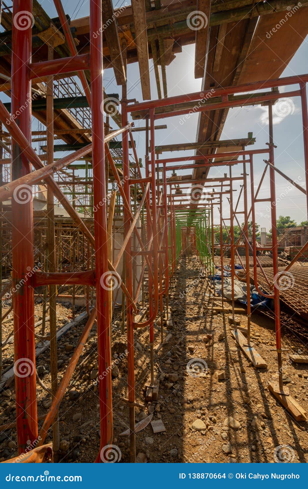 Scafolding and Construction Site Stock Photo - Image of fields, tree ...