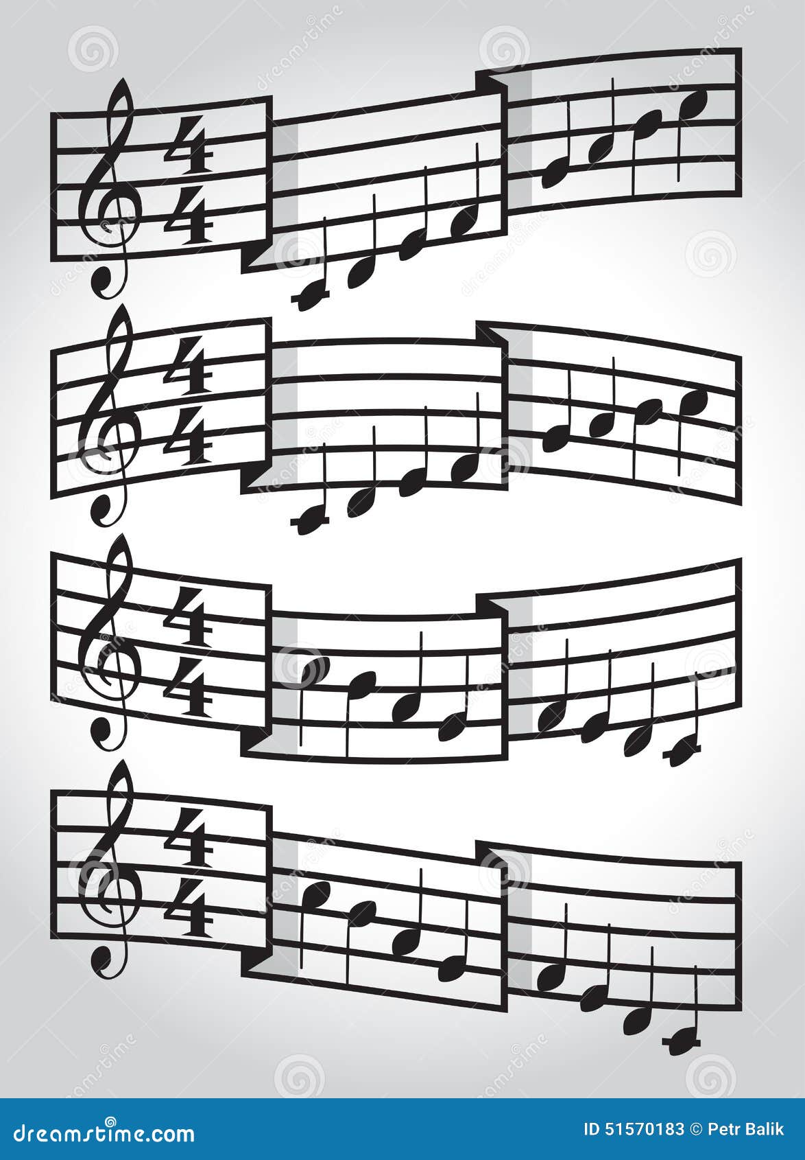 Scala Musicale E Barre Con Le Note Illustrazione di Stock ...