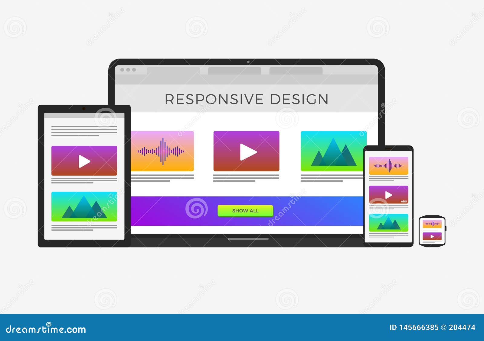 Scalable And Flexible Responsive Web Design Concept Computer Laptop Tablet Mobile Phone