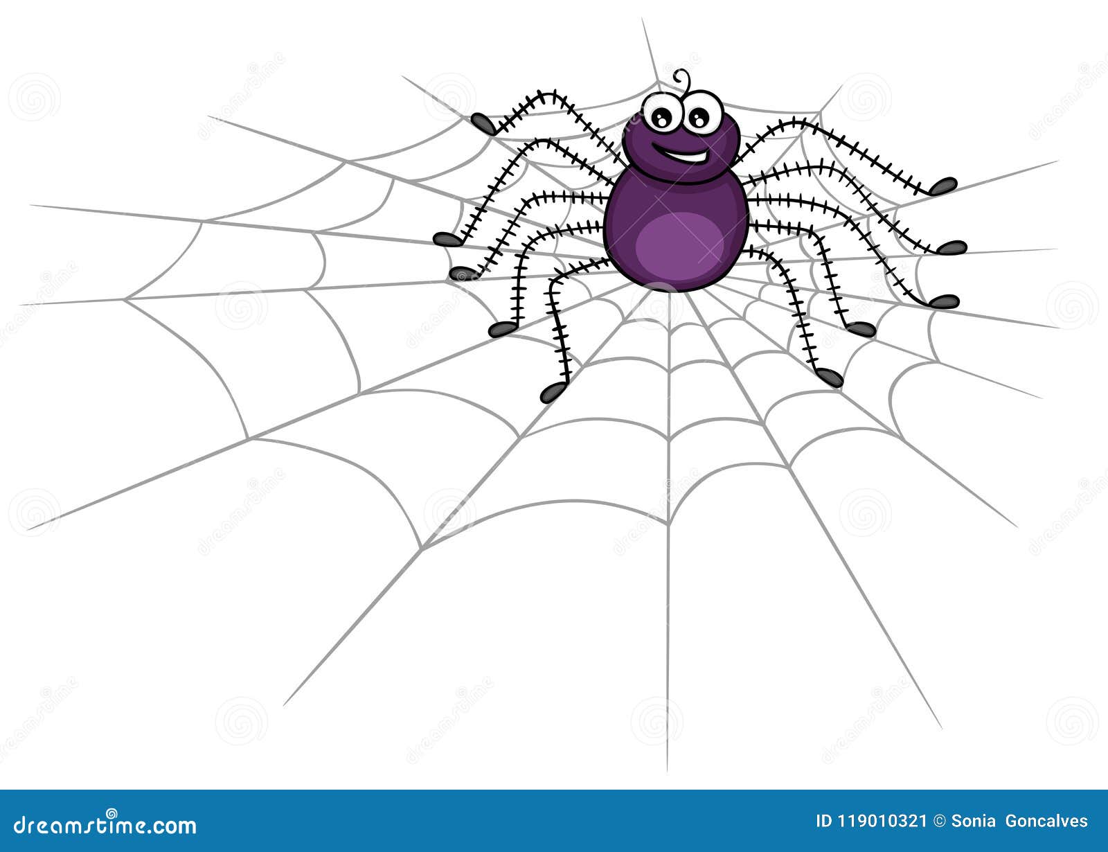 Cute spider on web stock vector. Illustration of little - 119010321