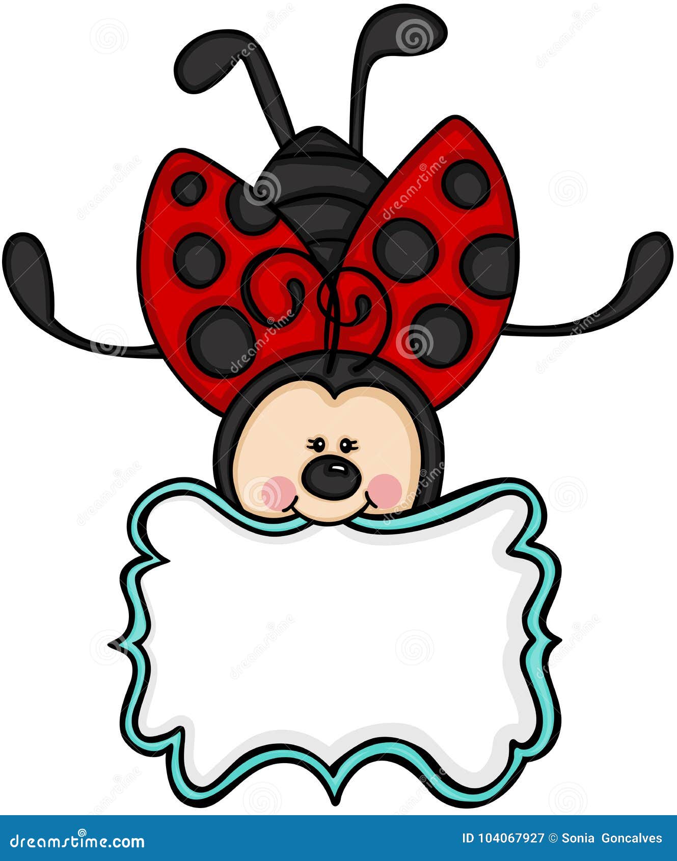 Cute Ladybug with Blank Label Sticker Stock Vector - Illustration of ...