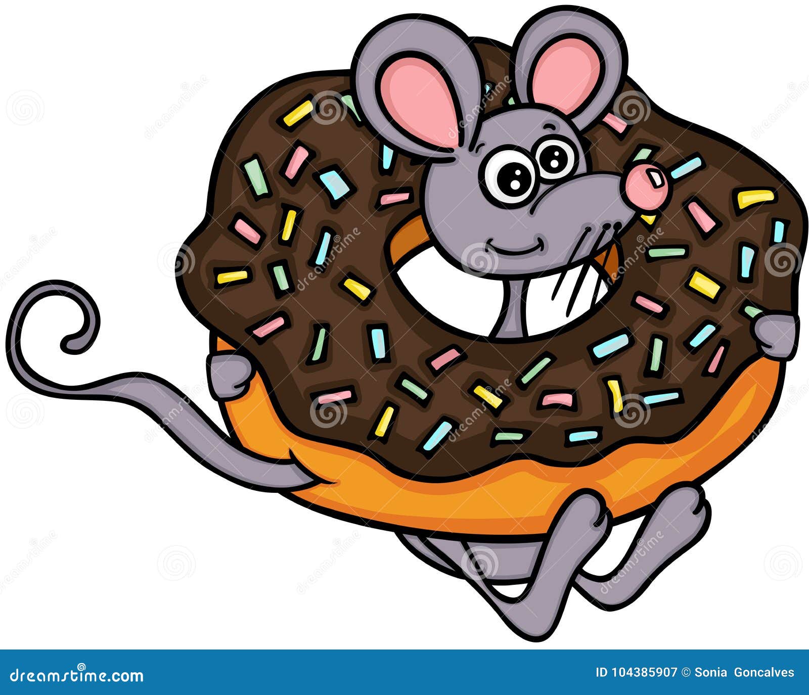 Cute Mouse with Chocolate Cake Donut Stock Vector - Illustration of ...