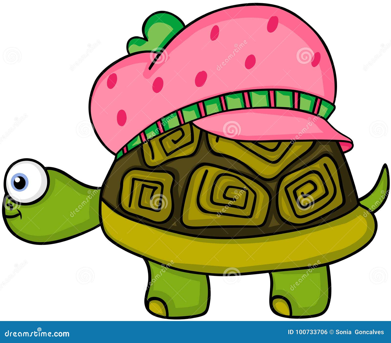 Cute Turtle with Strawberry Hat Stock Vector - Illustration of ...