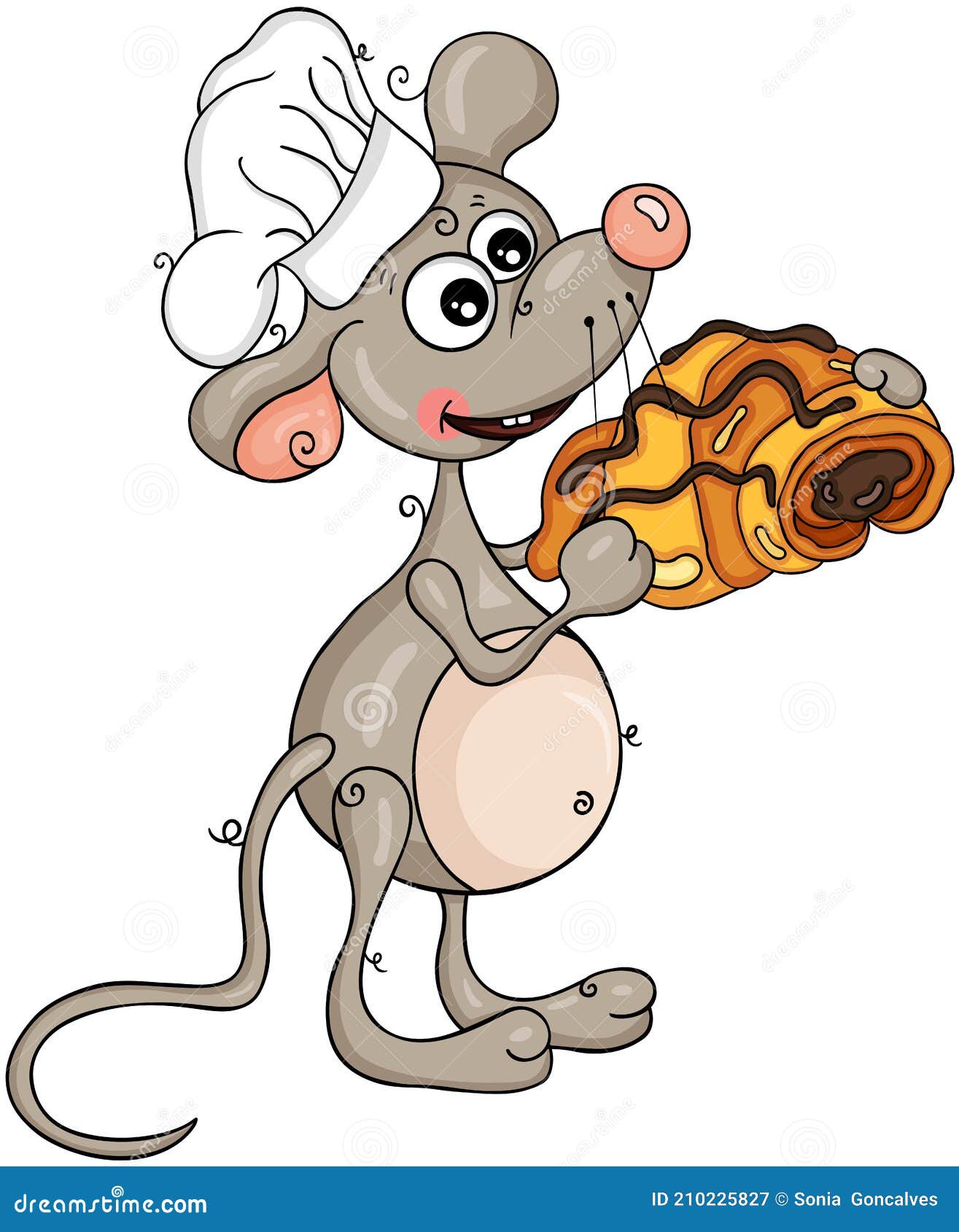Mouse With Chocolate Cake Donut Vector Illustration | CartoonDealer.com ...