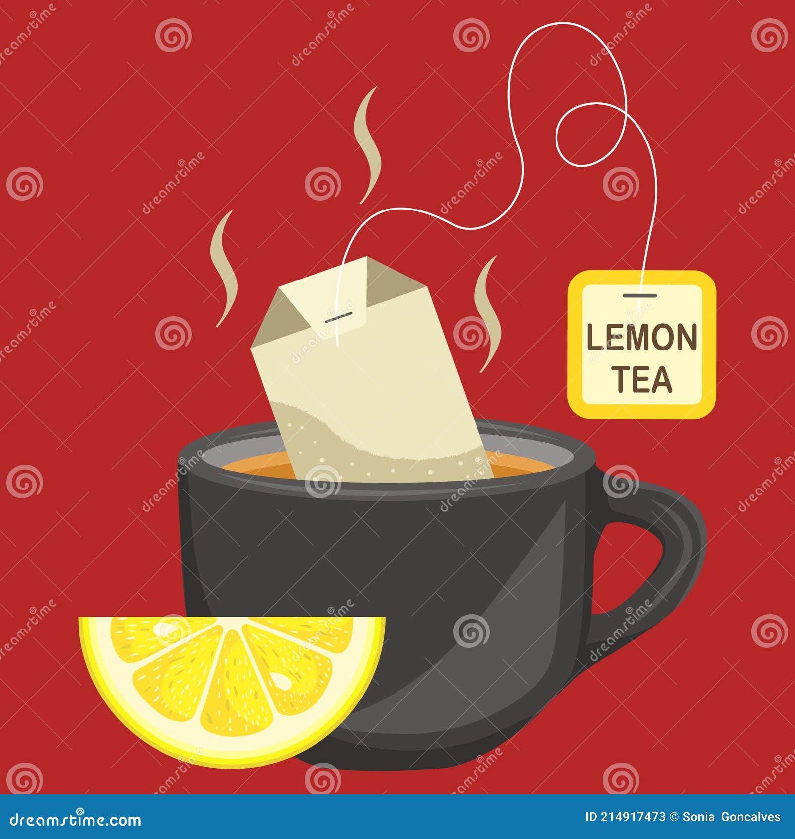 Cup of Lemon Tea Illustration Stock Vector - Illustration of design ...