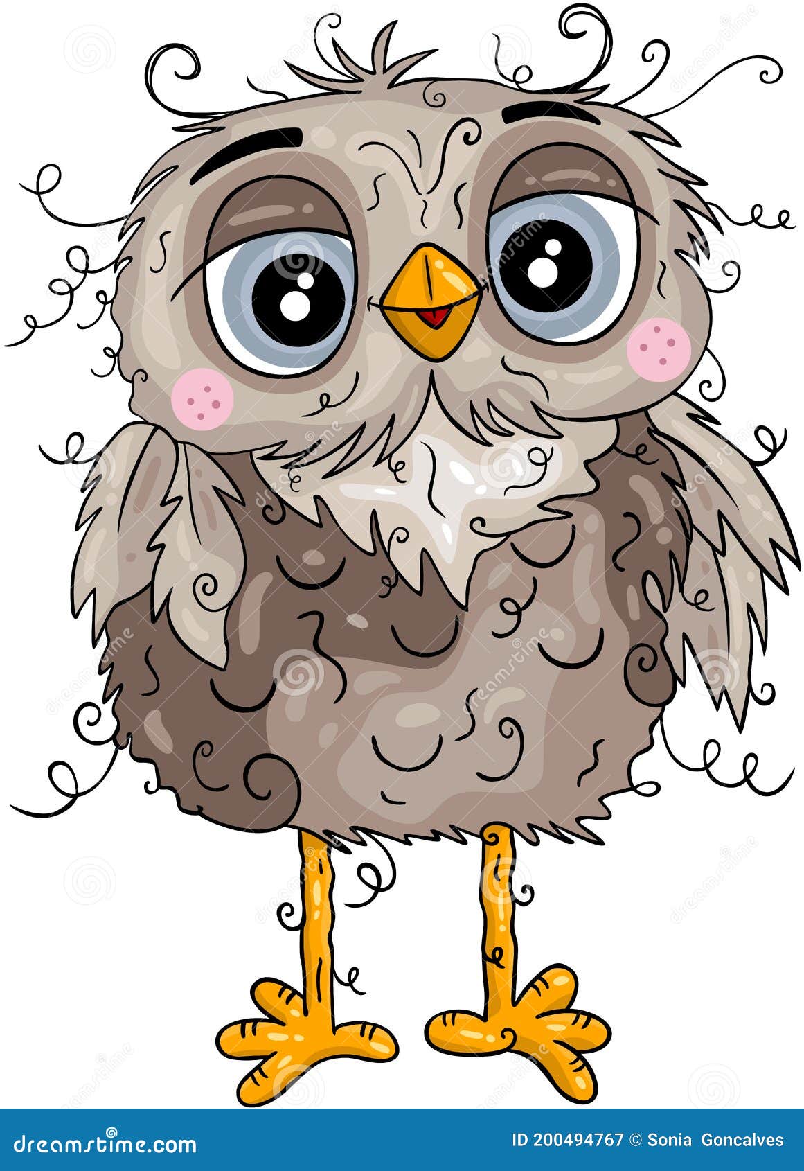 Cute Friendly Owl Isolated on White Stock Vector - Illustration of ...