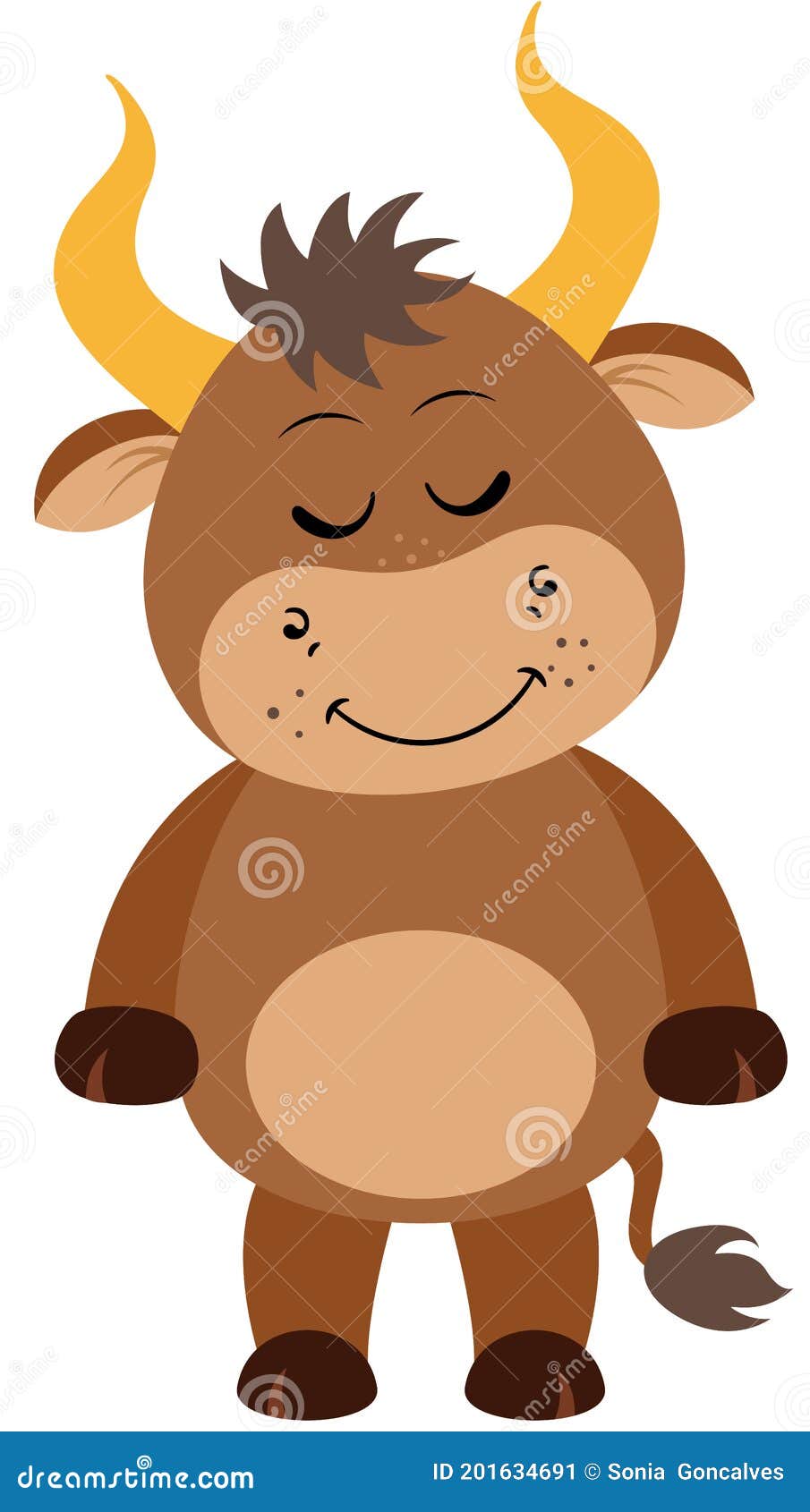 Cute Friendly Ox Isolated on White Stock Vector - Illustration of clip ...