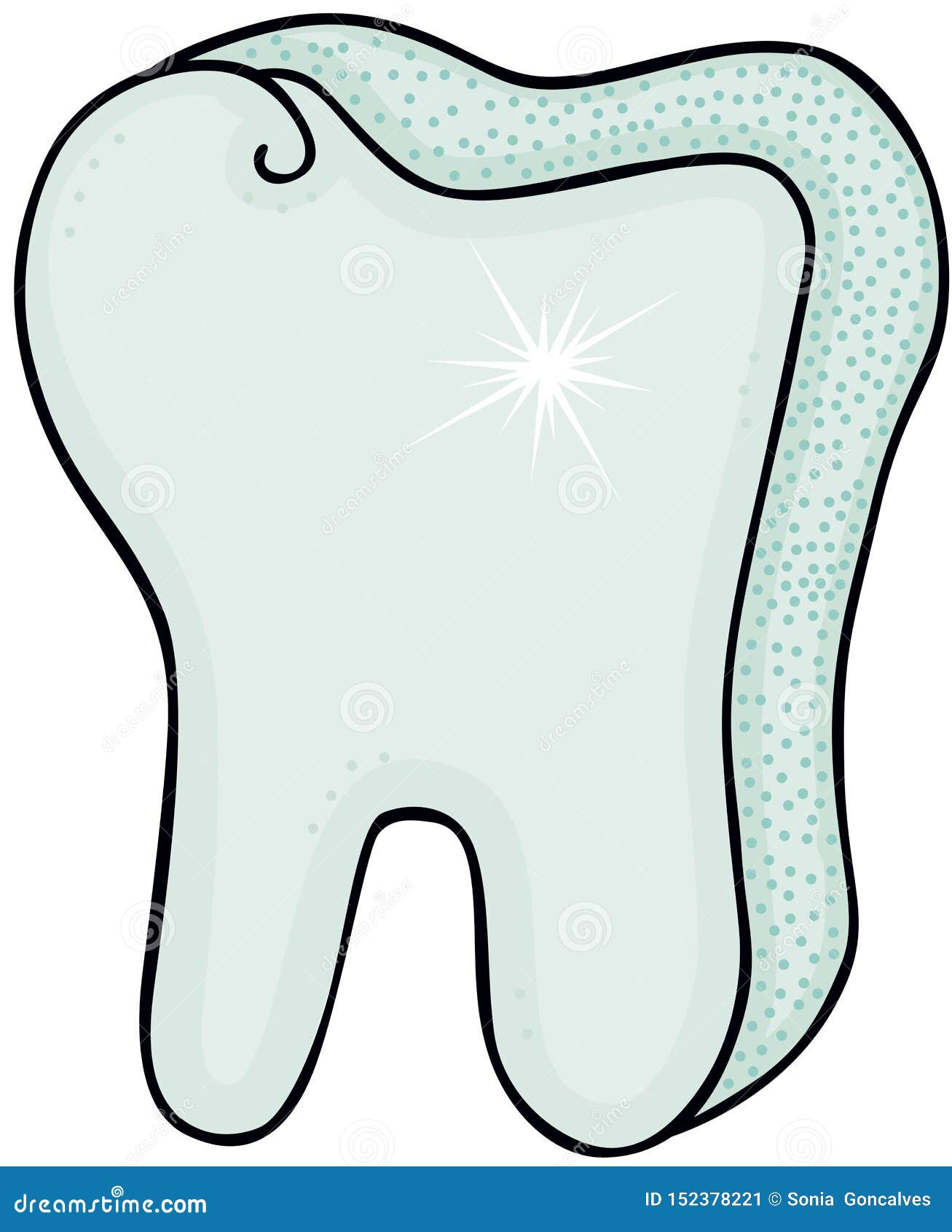 Cute molar tooth on white stock vector. Illustration of handmade ...