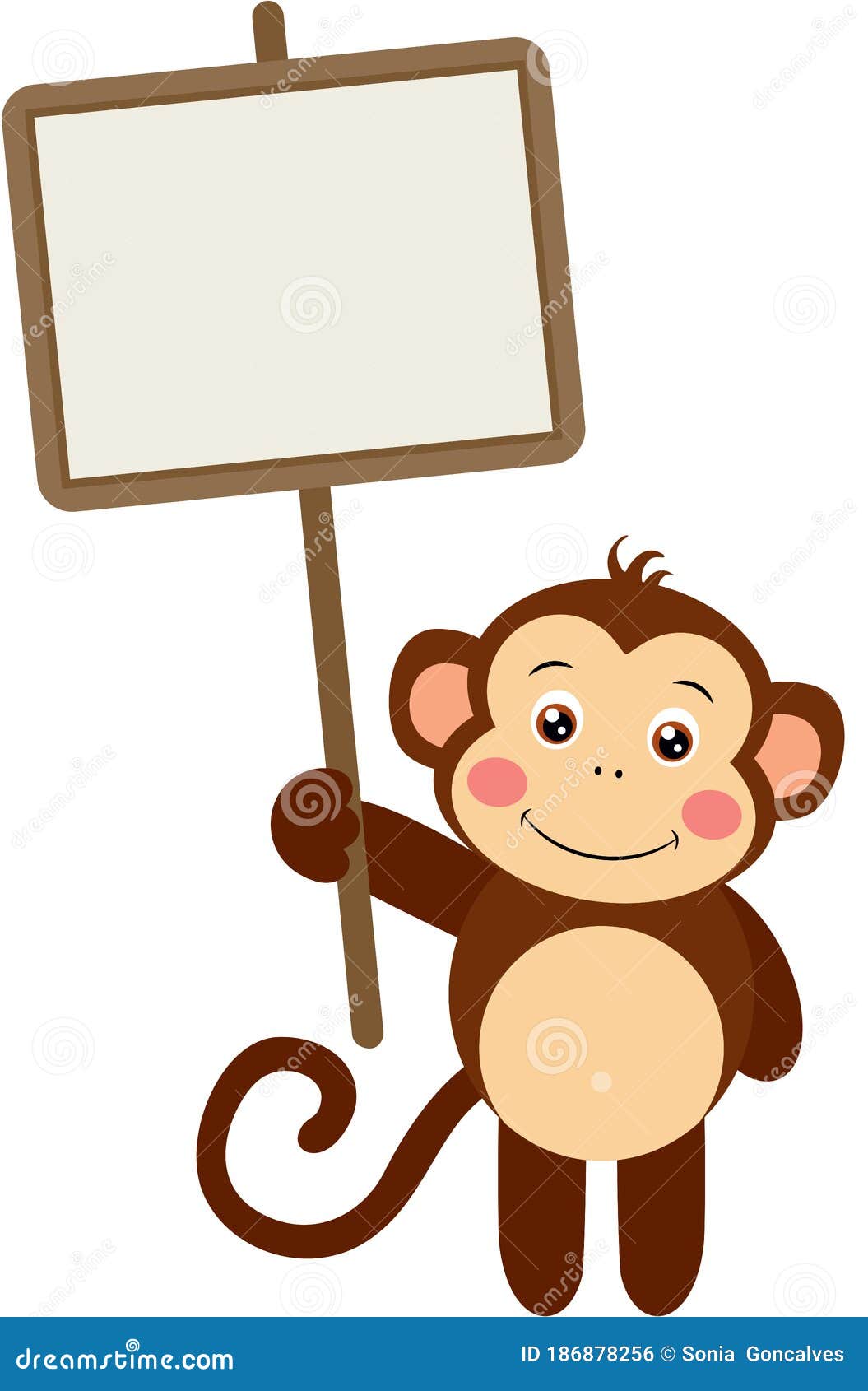 Monkey With Signboard Cartoon Vector | CartoonDealer.com #33521753