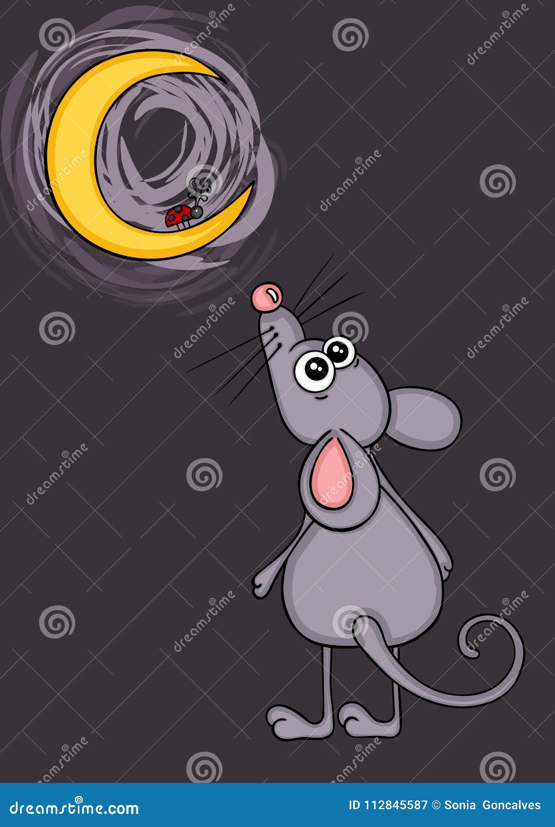 Cute Mouse Looking Ladybug in Moon Stock Vector - Illustration of ...