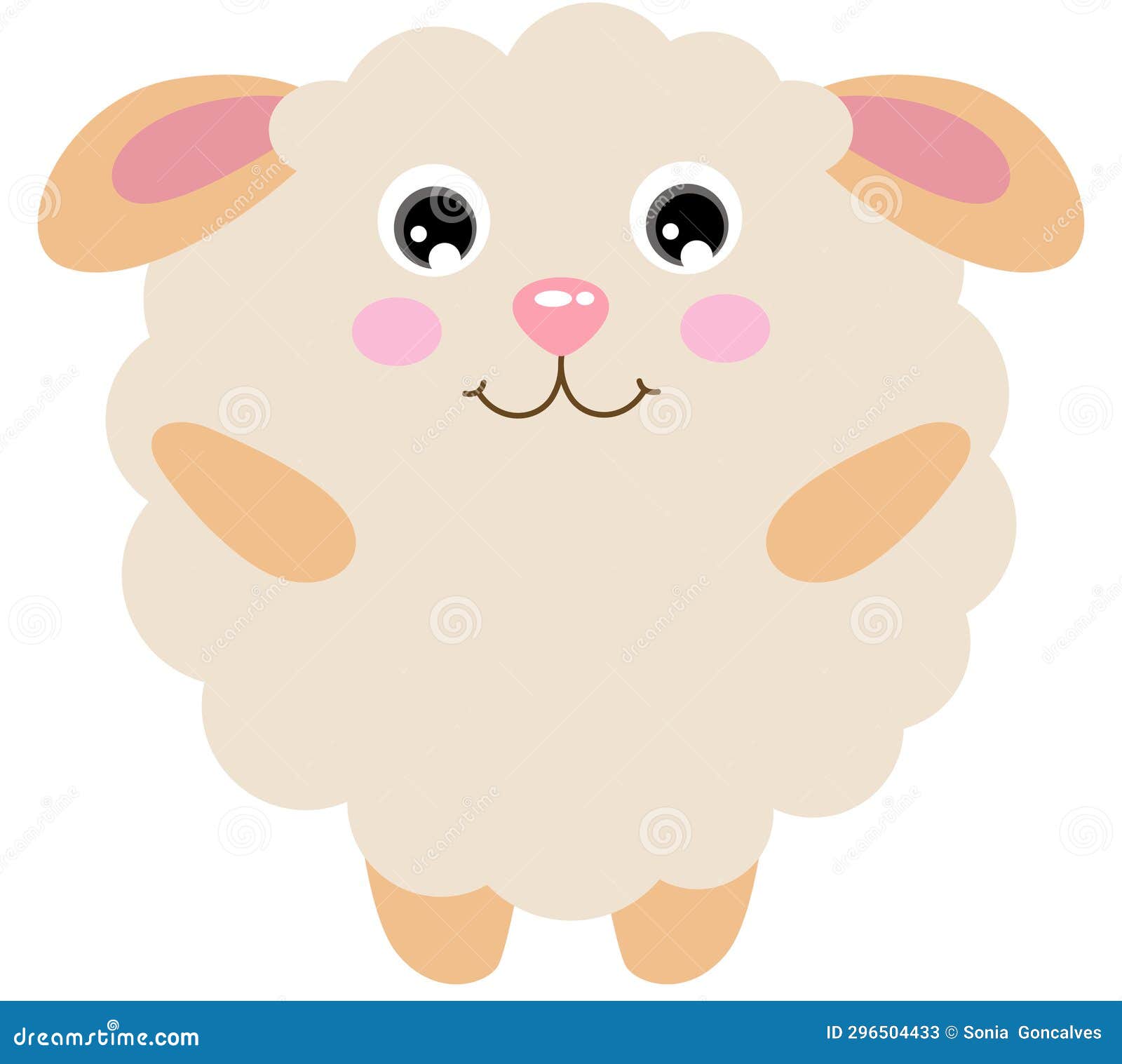 Cute sheep with round body stock vector. Illustration of cute - 296504433