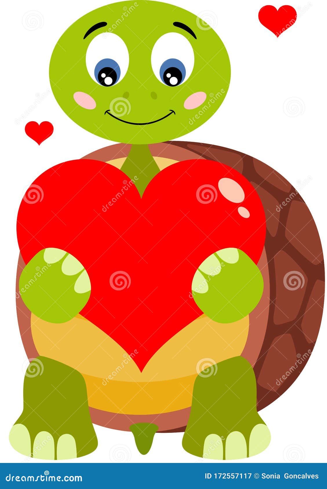 Cute Turtle Holding A Red Heart Stock Vector - Illustration of lovely ...