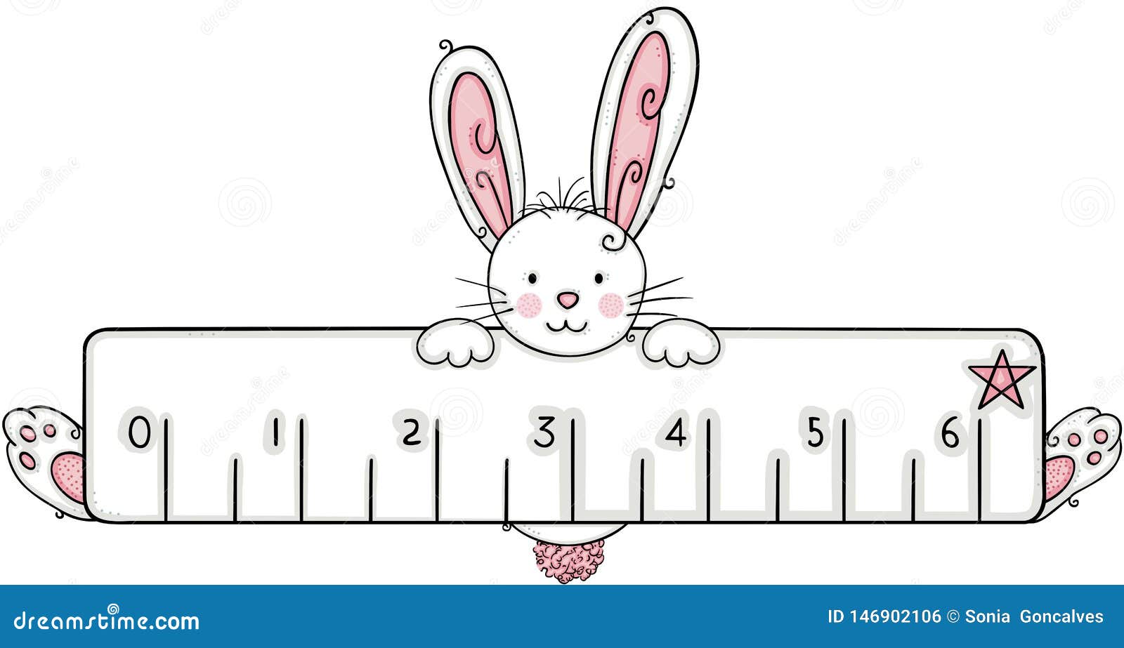 Cute White Bunny with Ruler Stock Vector - Illustration of cartoon ...