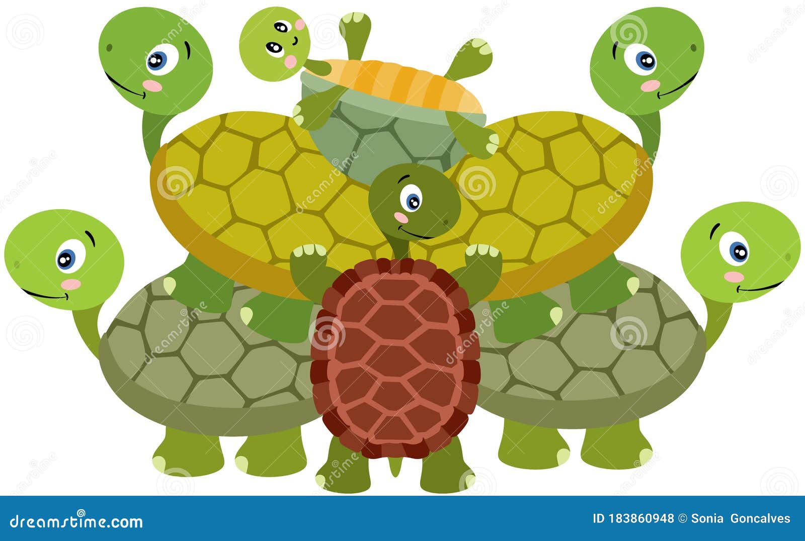 Set of Stacked Turtles Playing Stock Vector - Illustration of exotic ...