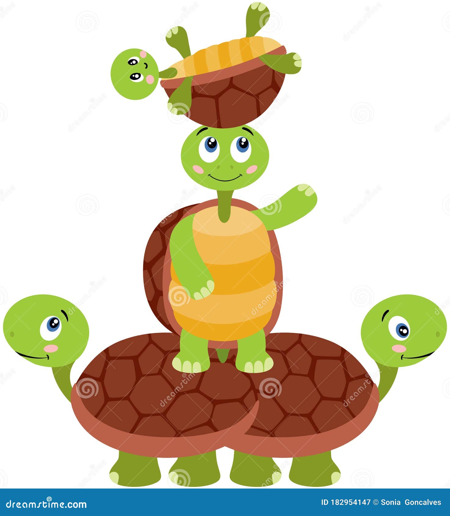 Stack of Turtles Isolated on White Stock Vector - Illustration of ...