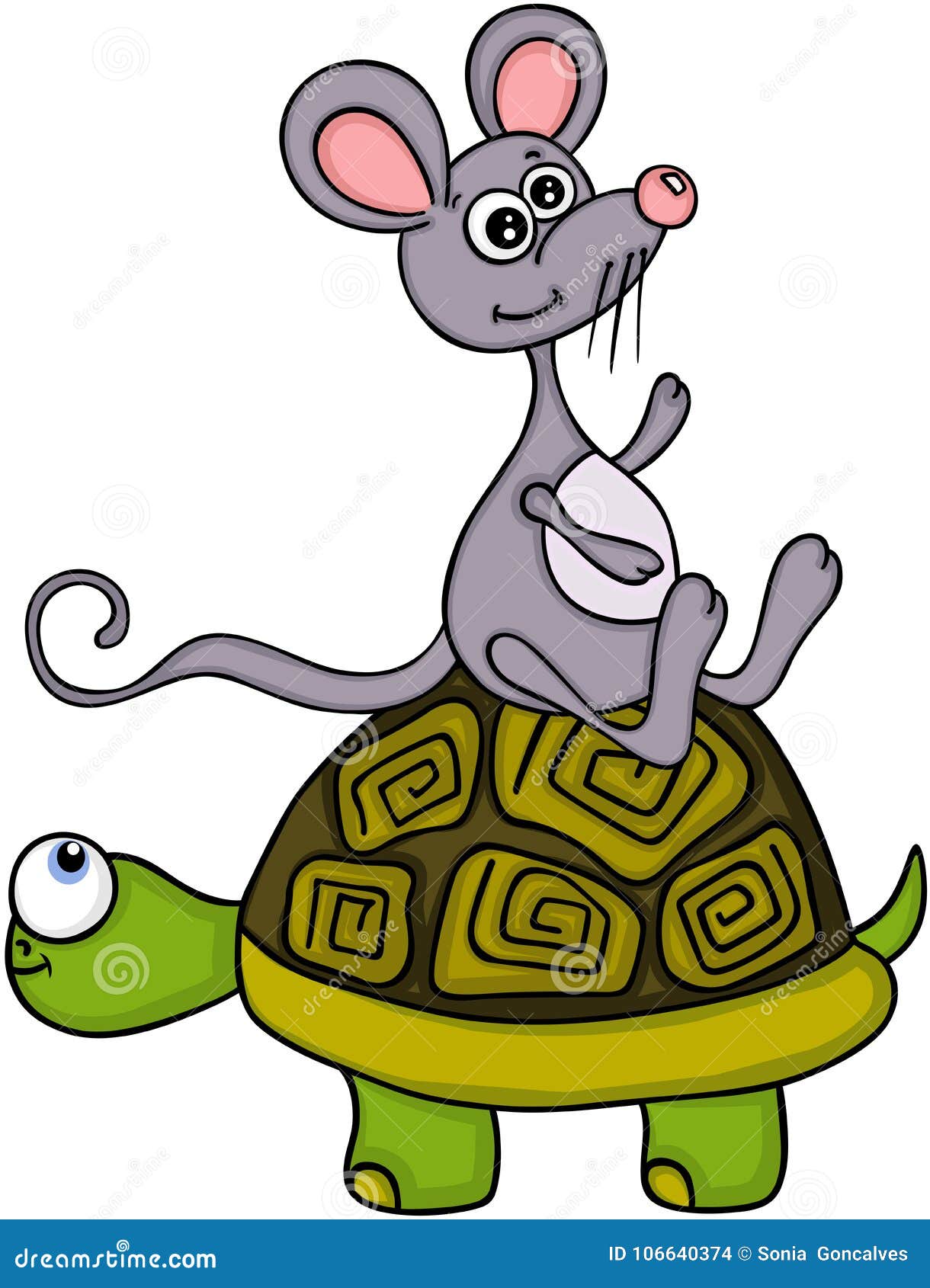 Turtle with a mouse stock vector. Illustration of clip - 106640374