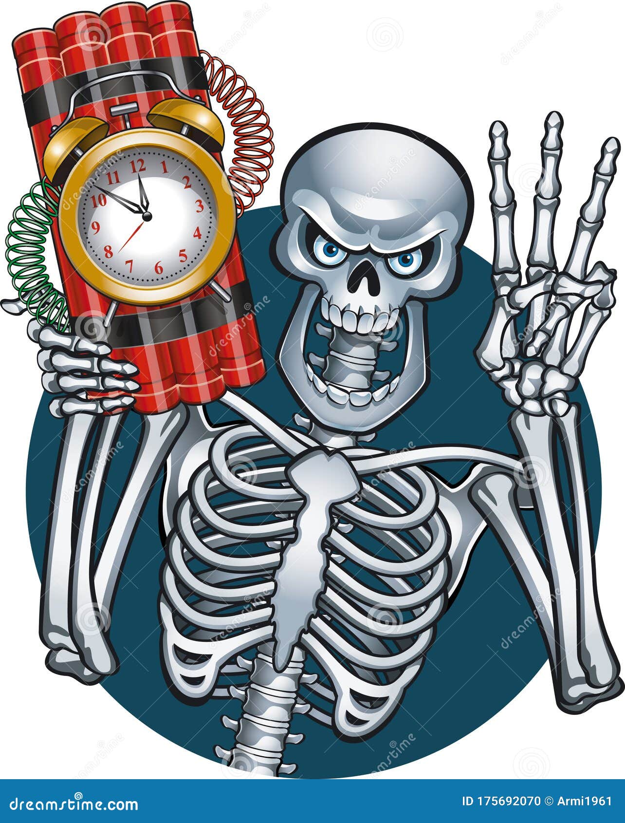 Human Skeleton Holding Dynamite Bomb Stick with Timer Stock Vector ...