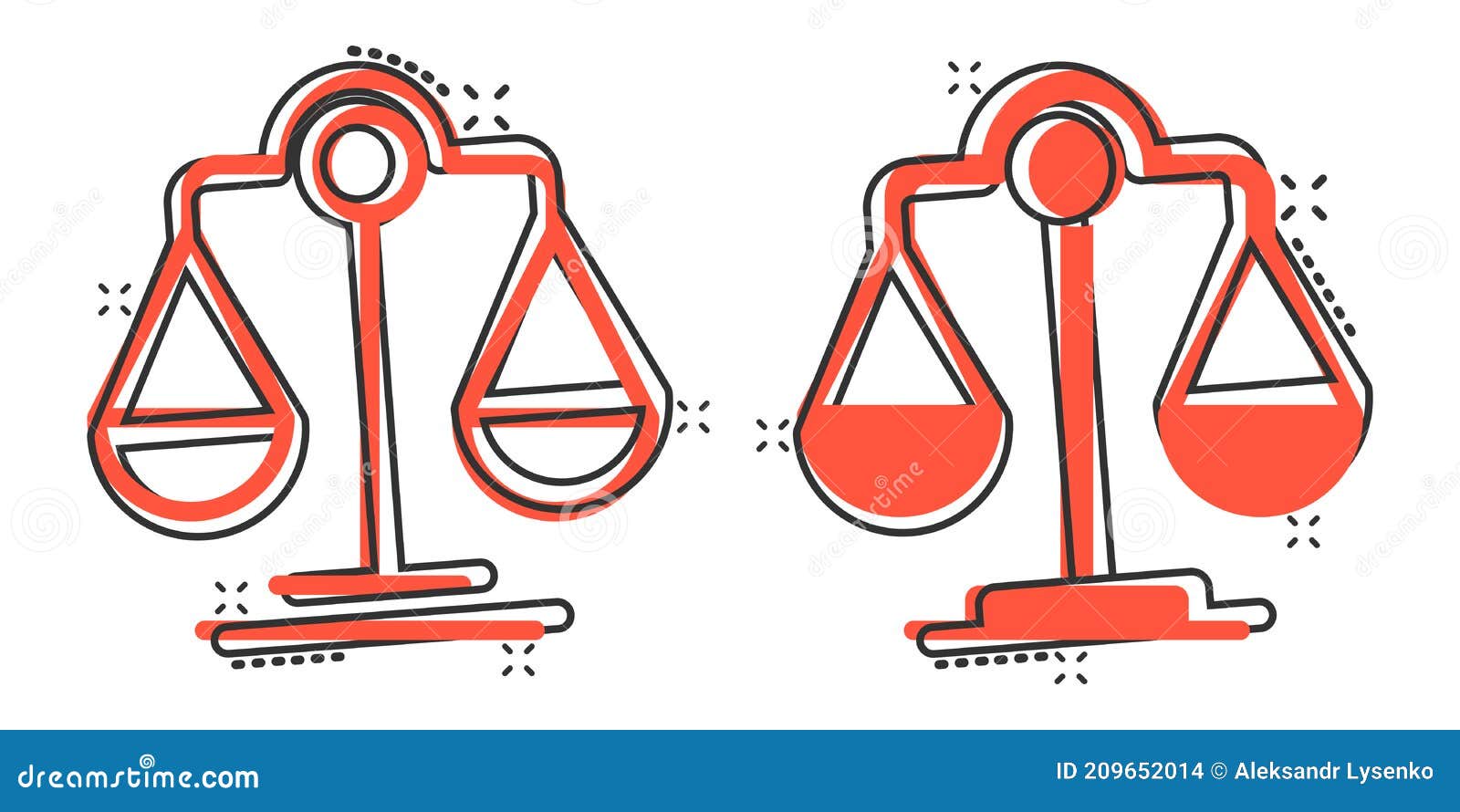 Scale Balance Icon in Comic Style. Justice Cartoon Vector Illustration ...