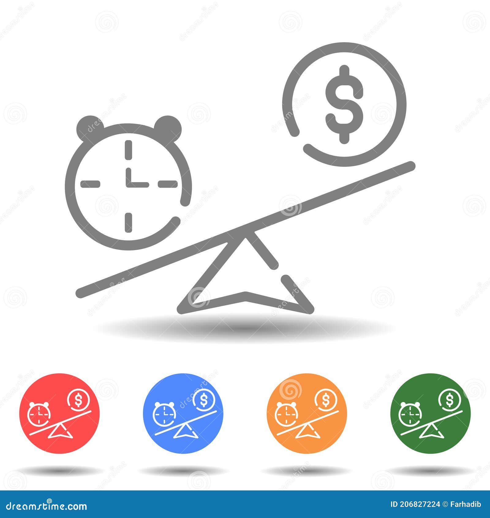 Scale Balance of Time is Money Vector Icon Stock Vector - Illustration ...
