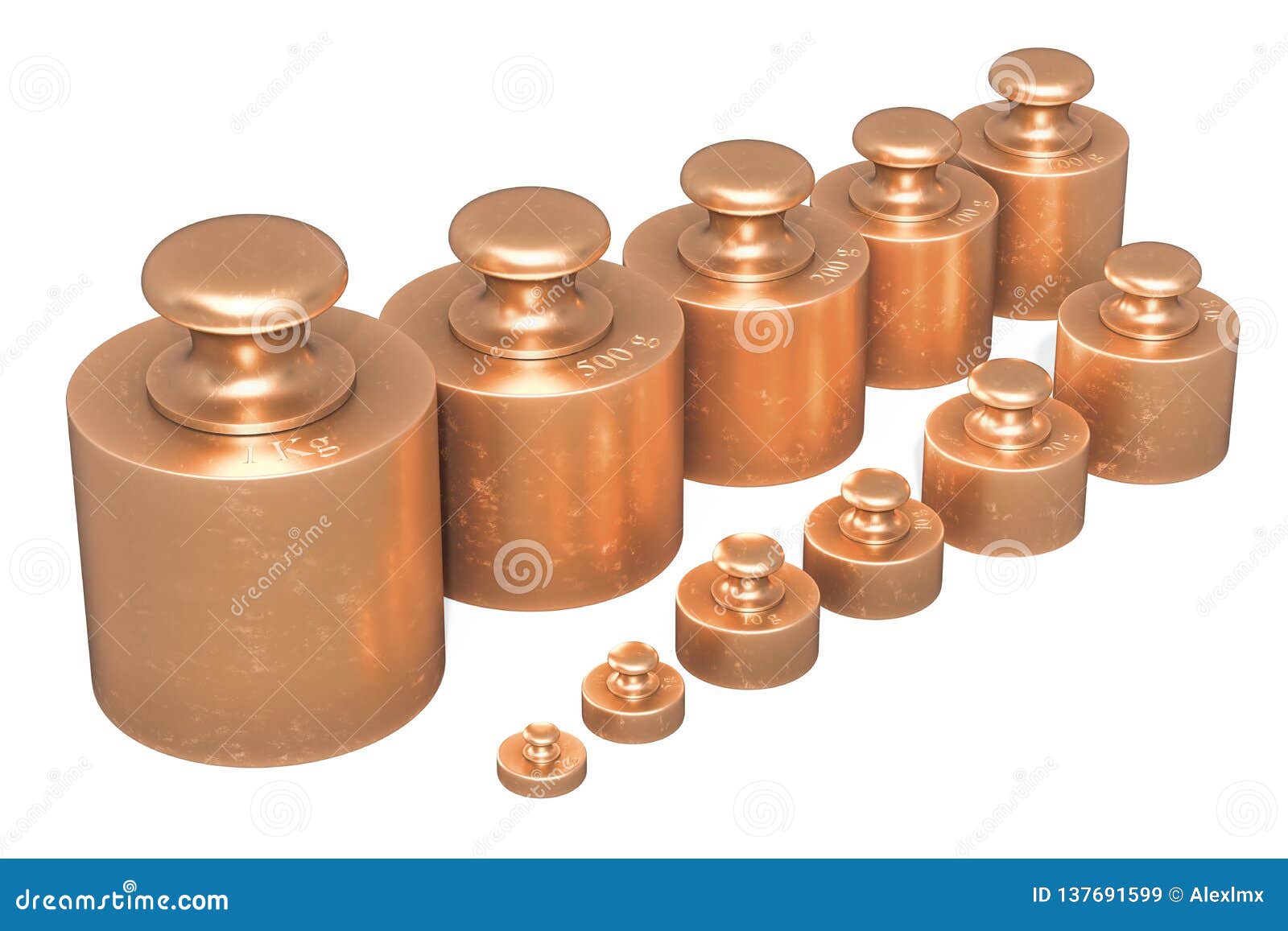 Scale Calibration Weights from Brass, 3D Rendering Stock Illustration ...