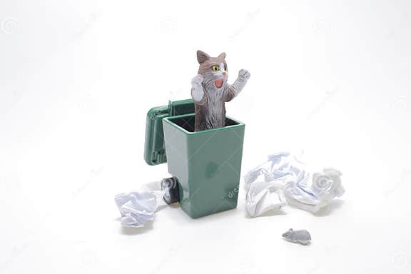 The Scale of Cat Scared of Rat with Trash Can Stock Photo - Image of ...