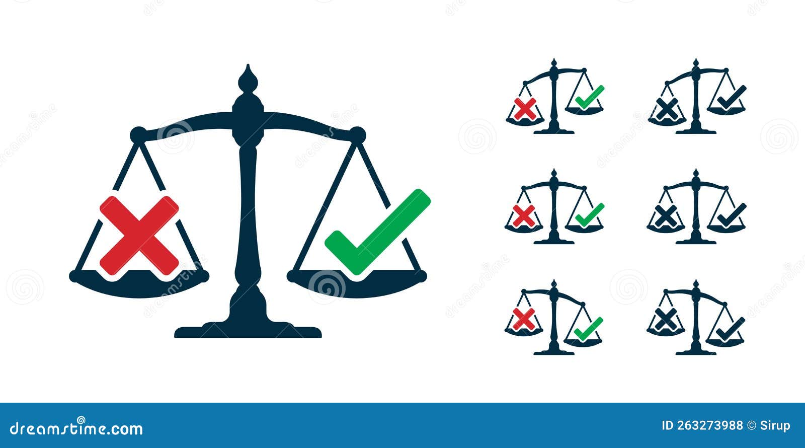 Scale with Check Mark and Cross. Decision Concept Stock Vector ...