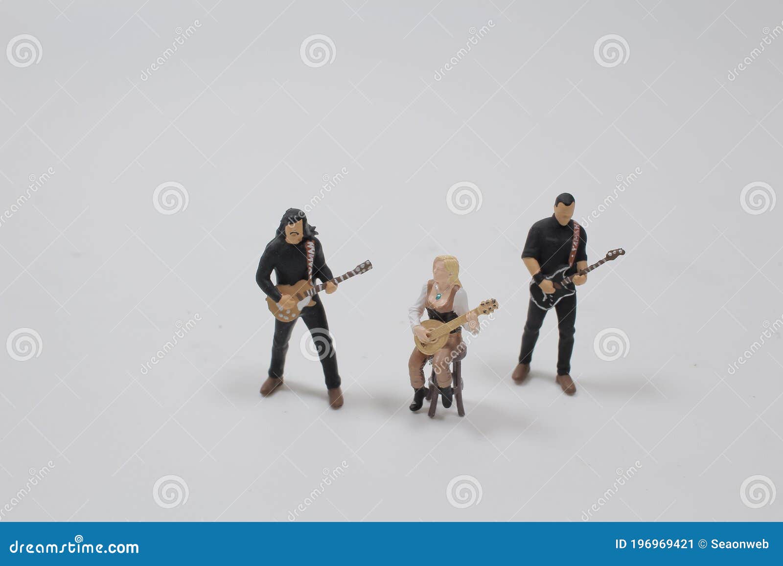 A Scale of Figure Band Rehearsing in Practice Space Stock Image - Image ...