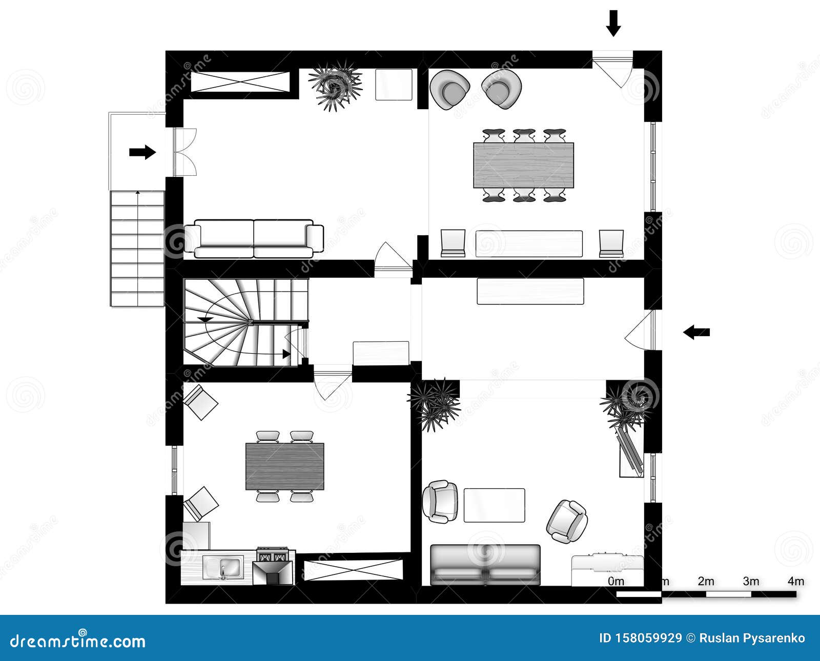 Scale Floor Plan Illustration. Floor Plan. Ffloorplanner Stock ...