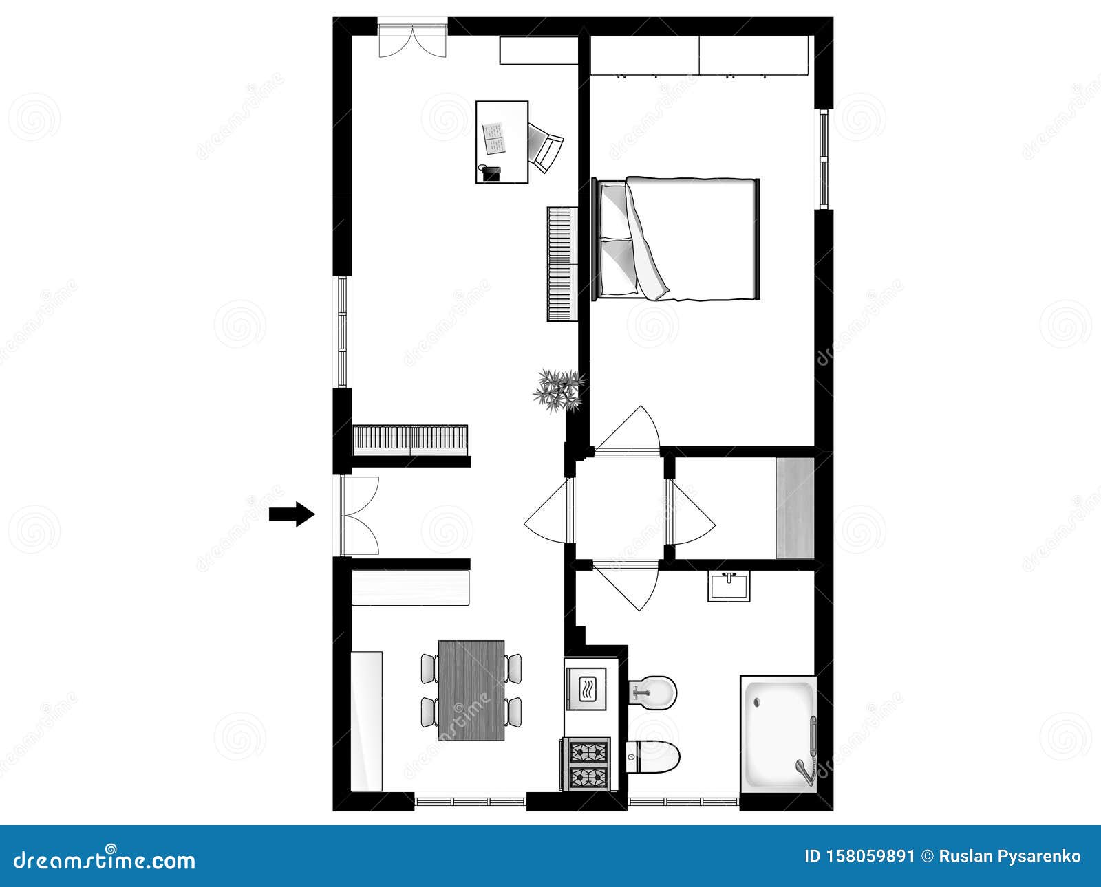 Scale Floorplan Illustration. Floor Plan. Ffloorplanner Stock Image ...