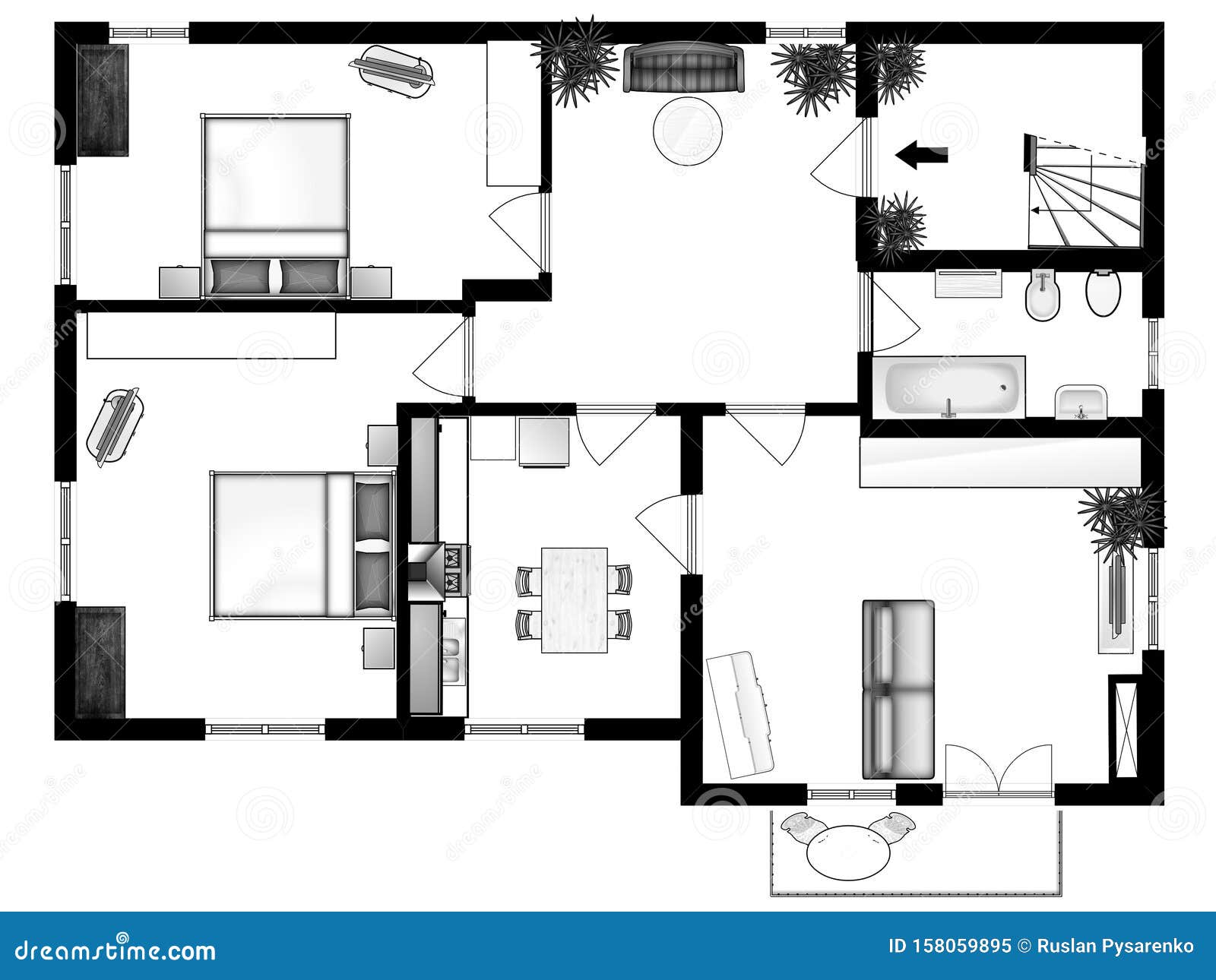 Scale Floorplan Illustration. Floor Plan. Ffloorplanner Stock ...