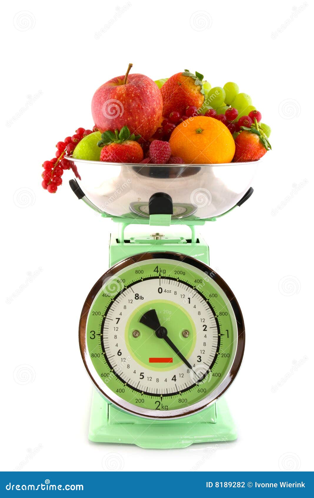 Scale with fruit for diet stock photo. Image of kitchen - 8189282