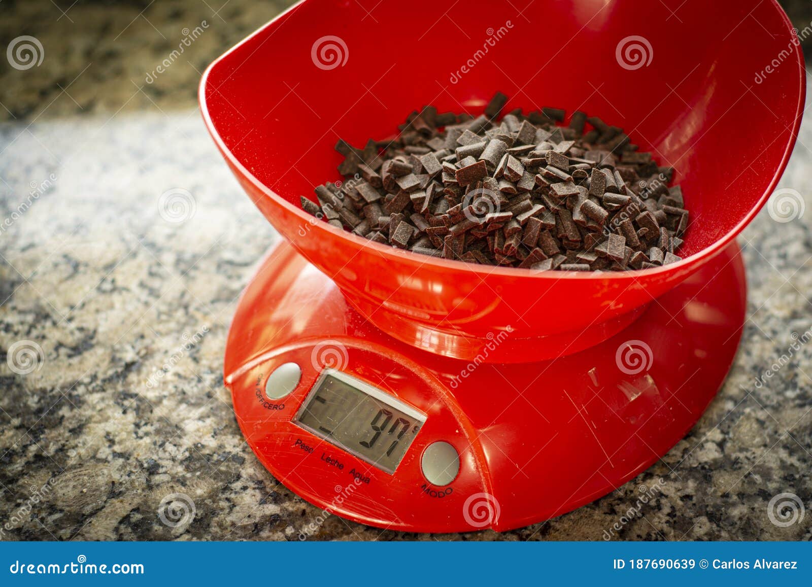 Scale Full of Chocolate Pieces Stock Image - Image of gram, meal: 187690639