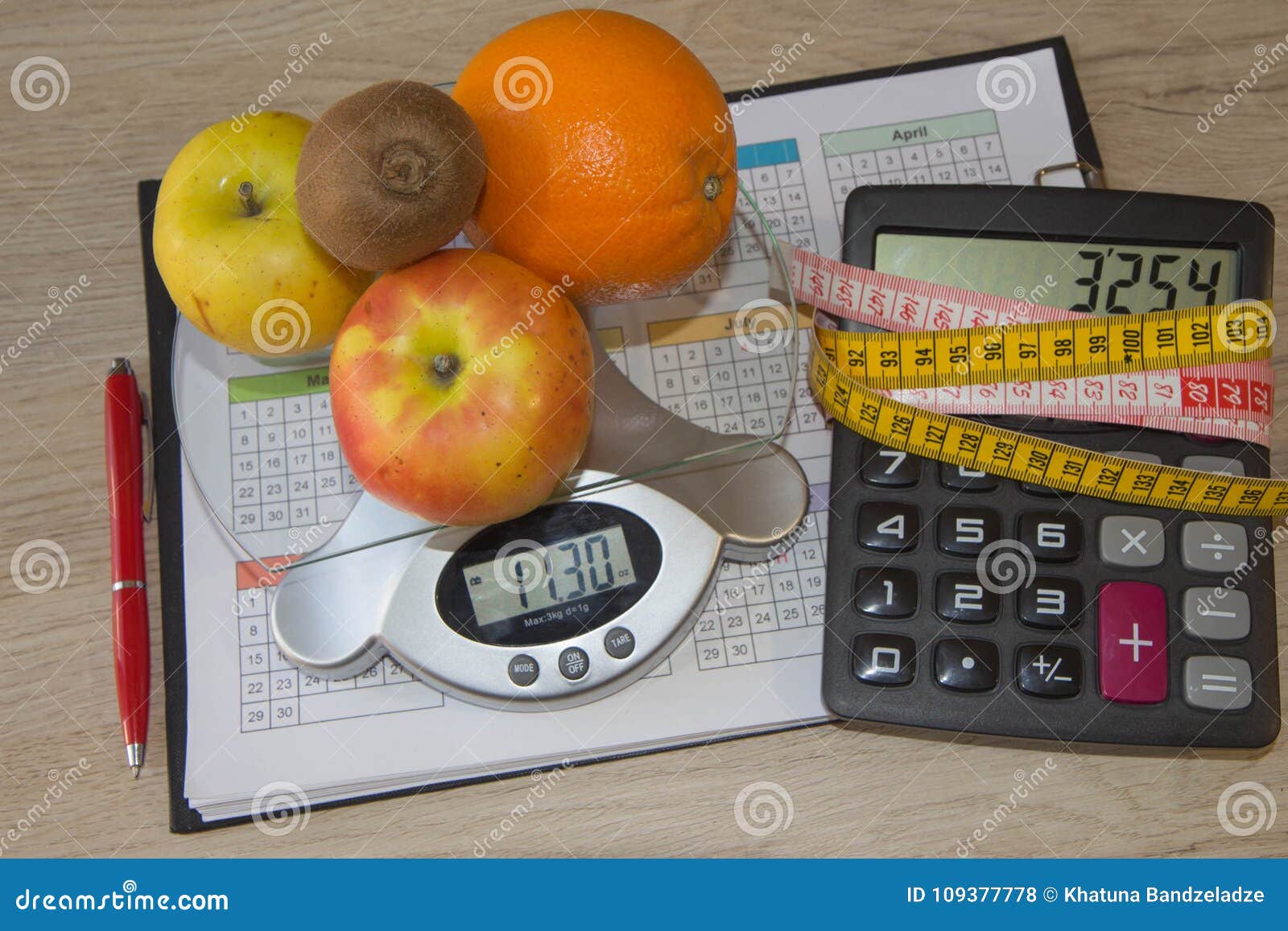 Scale with Healthy Heart Message and Measuring Tape on Table. Weight ...