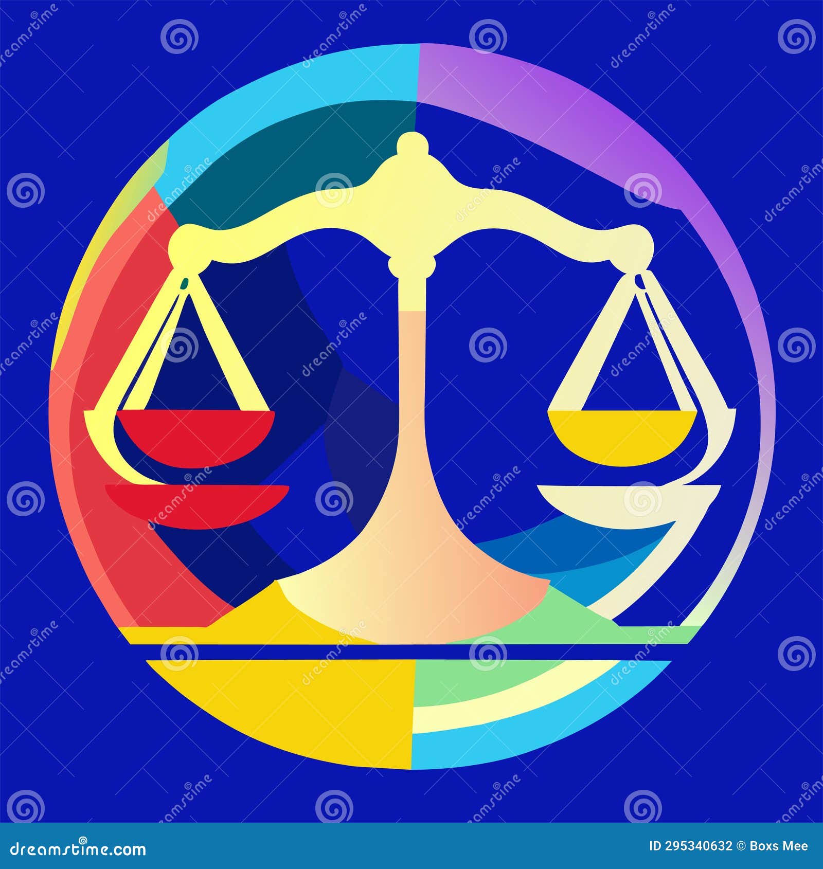 Scale of Justice Icon on Blue Background. Vector Illustration in Flat ...