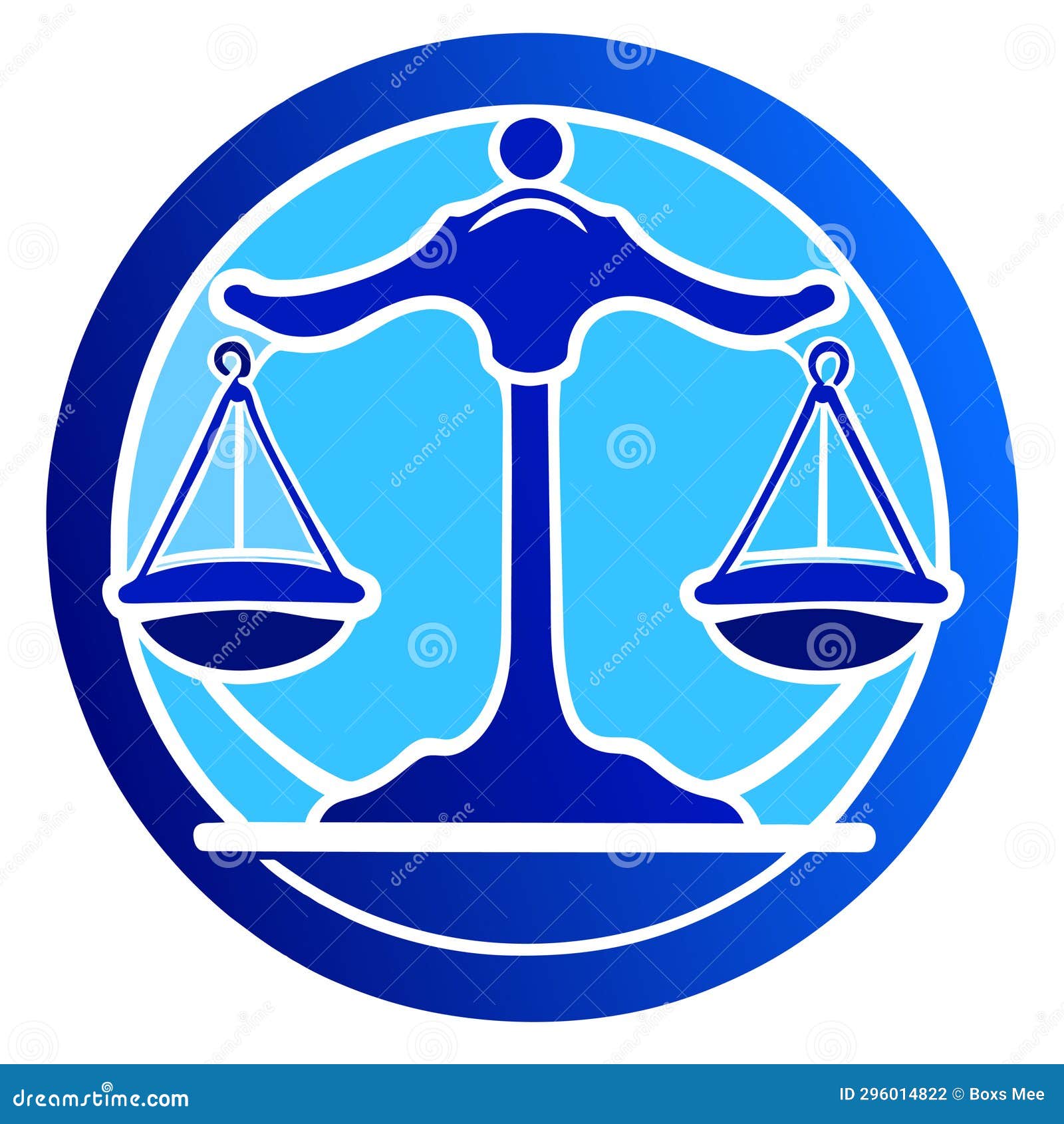 Scale of Justice Icon in Blue Circle on White Background. Vector ...