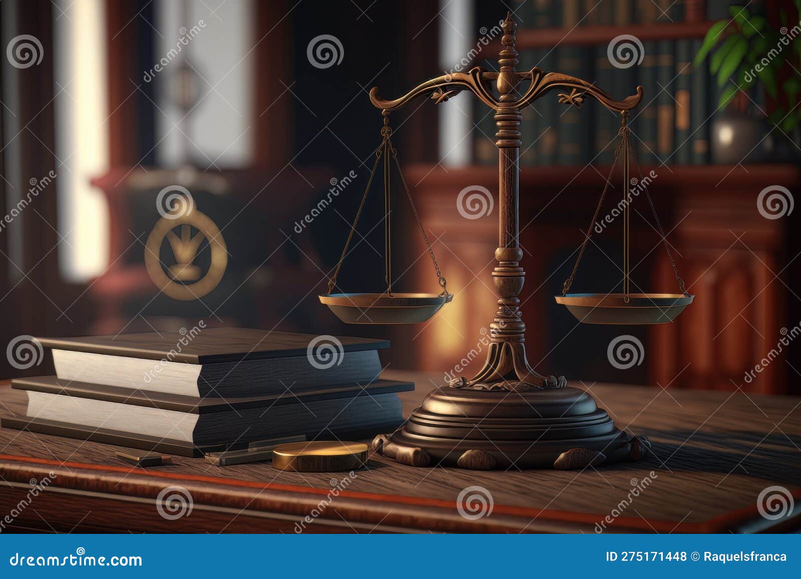 Scale of Justice on Table. Generative Ai Stock Illustration ...