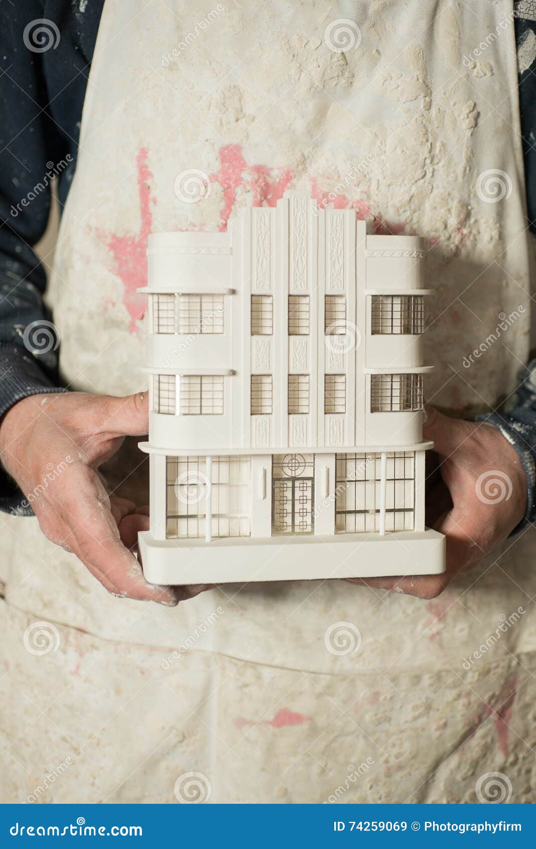 Scale Model of Architectural Building Held by Two Hands Stock Image ...