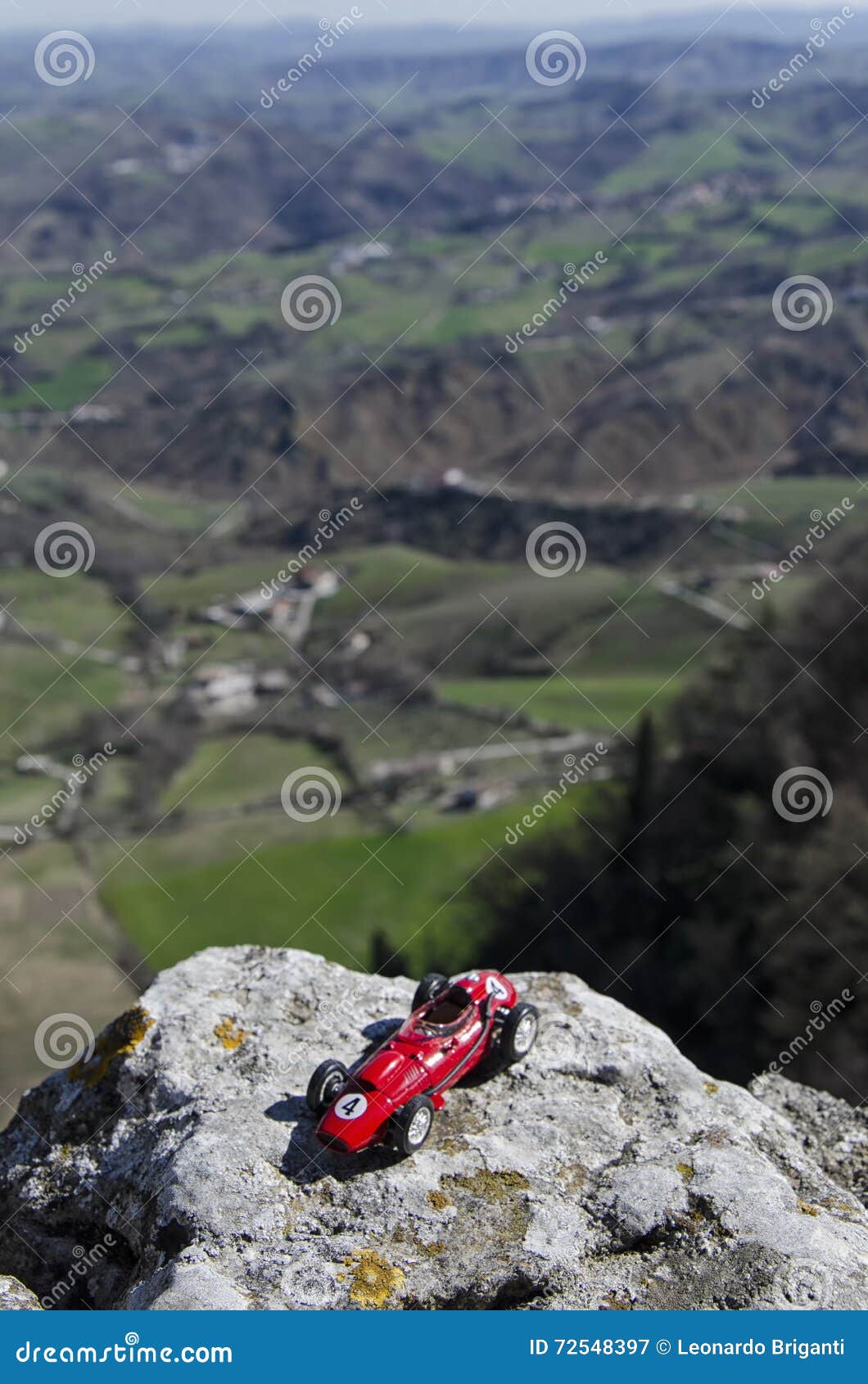 Scale Model of Classic Car and Breathtaking Panorama Stock Image ...