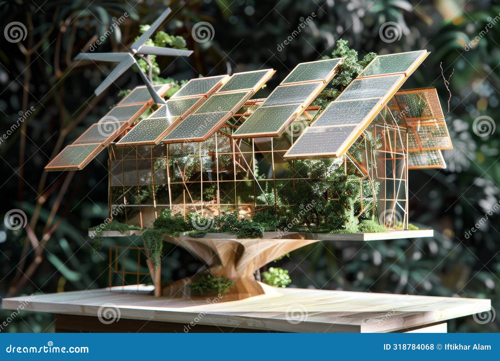 Scale Model of House Showcasing Functional Solar Panels on the Rooftop ...