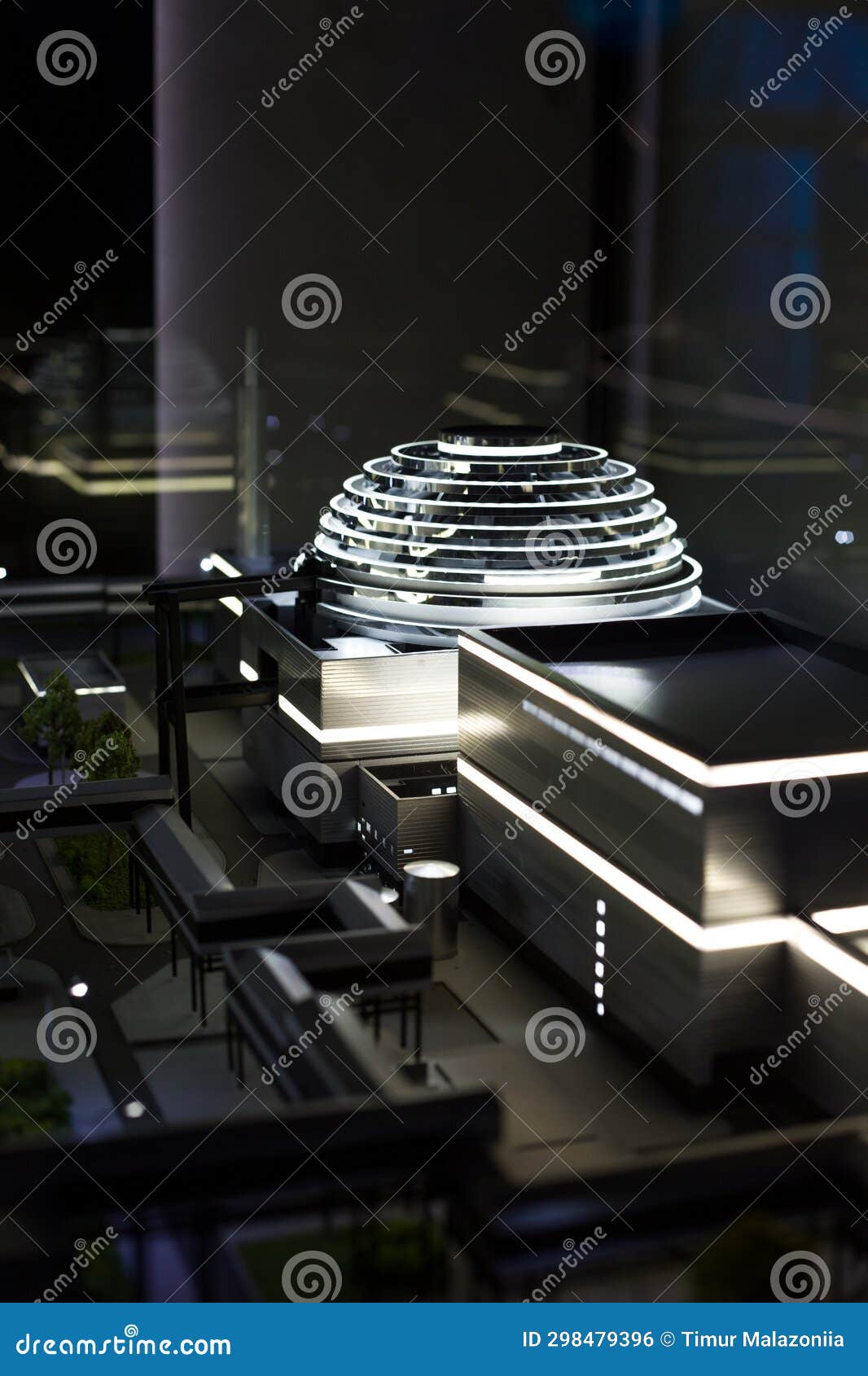 Scale Model of a Modern Building with Lighting Stock Photo - Image of ...