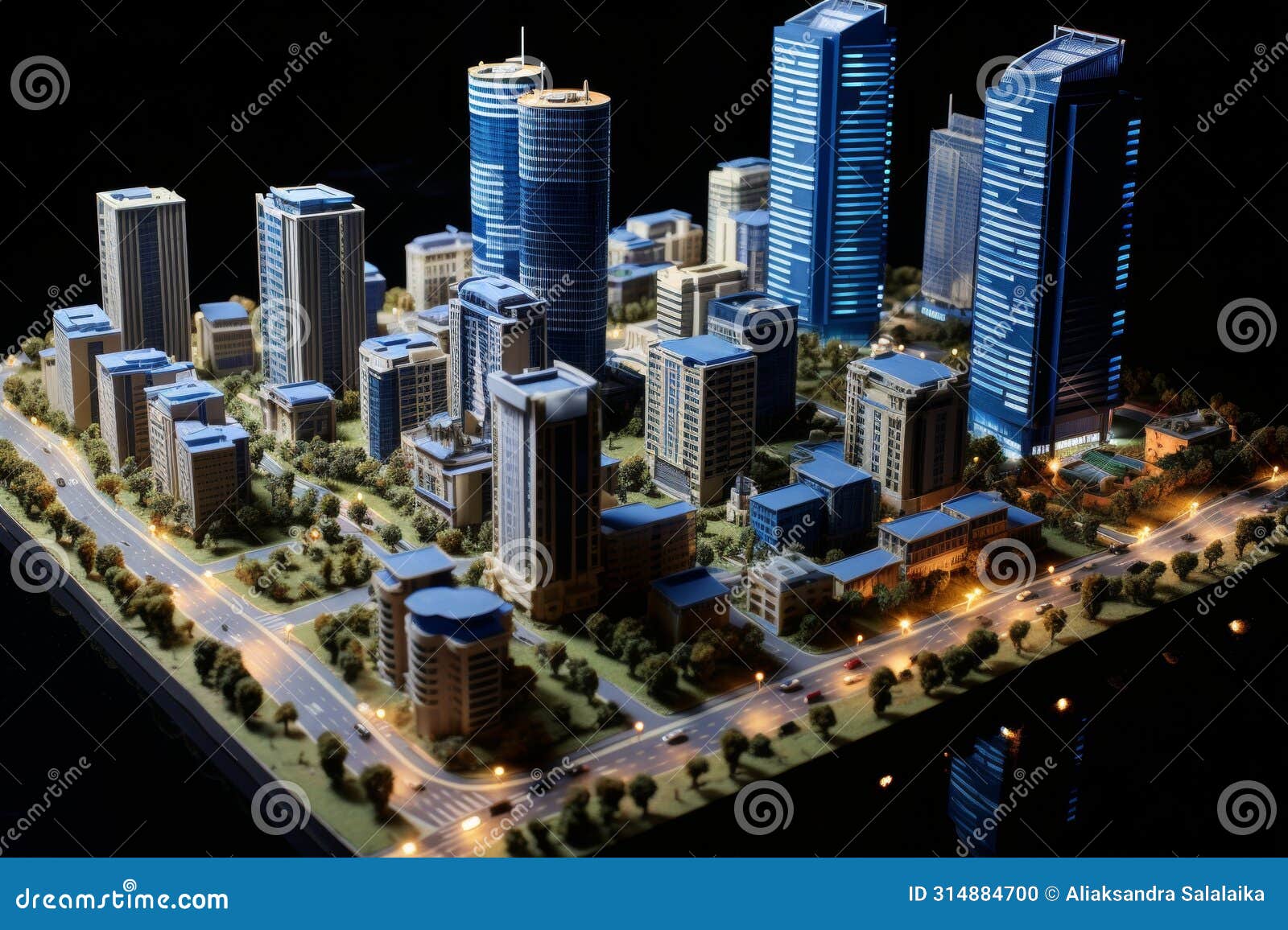 Scale Model of Modern Business Office Complex Displayed for Real Estate ...