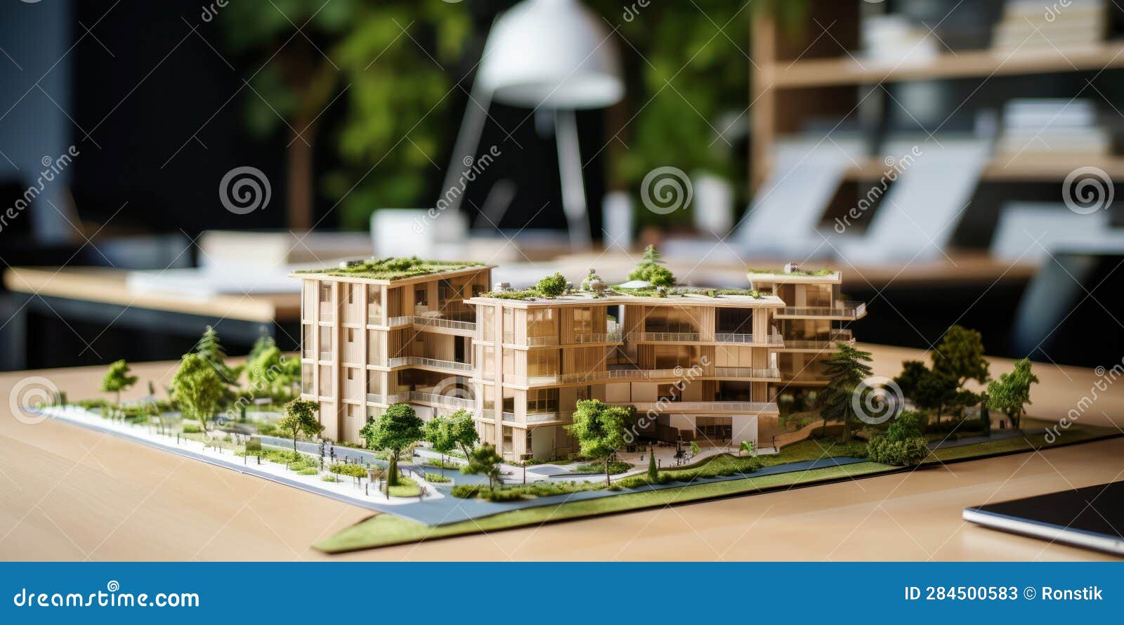 Scale Model of Modern Eco Friendly Apartment Building Complex in ...