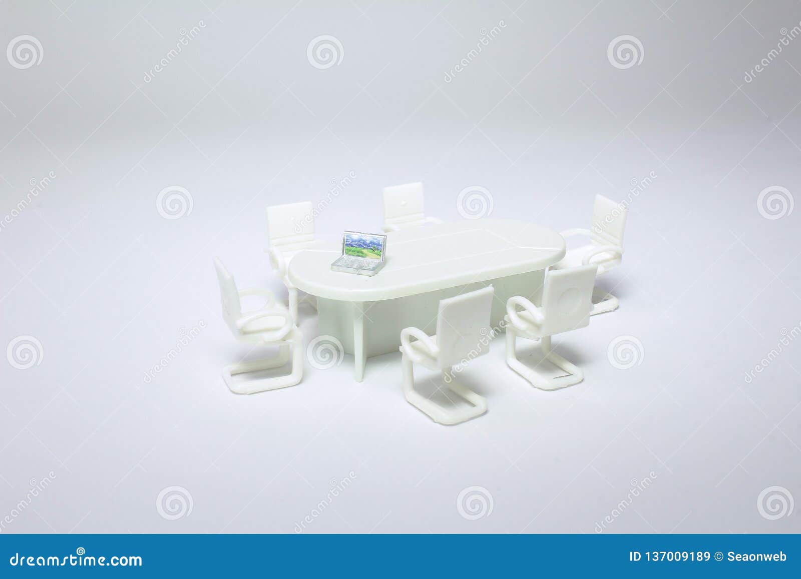 A Scale of Model Office Desk with Laptop Stock Image - Image of empty ...