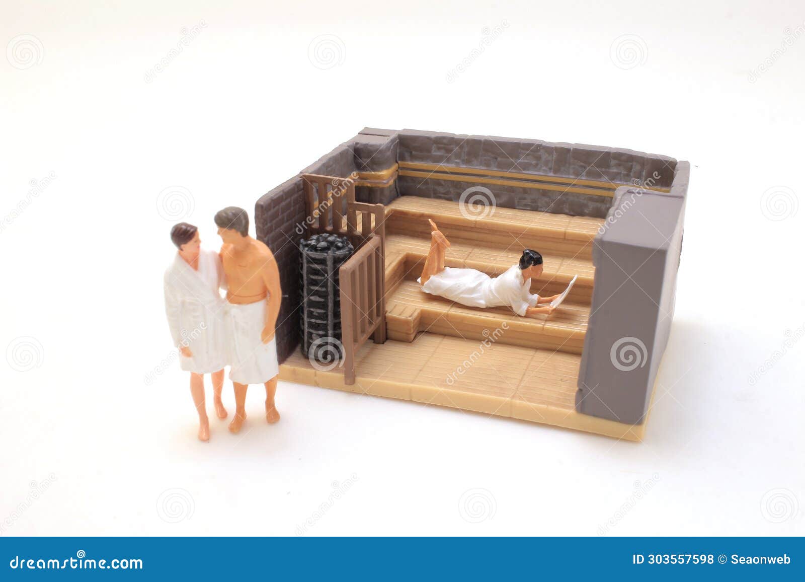 The Scale of Model Sauna with Figure Stock Photo - Image of room ...