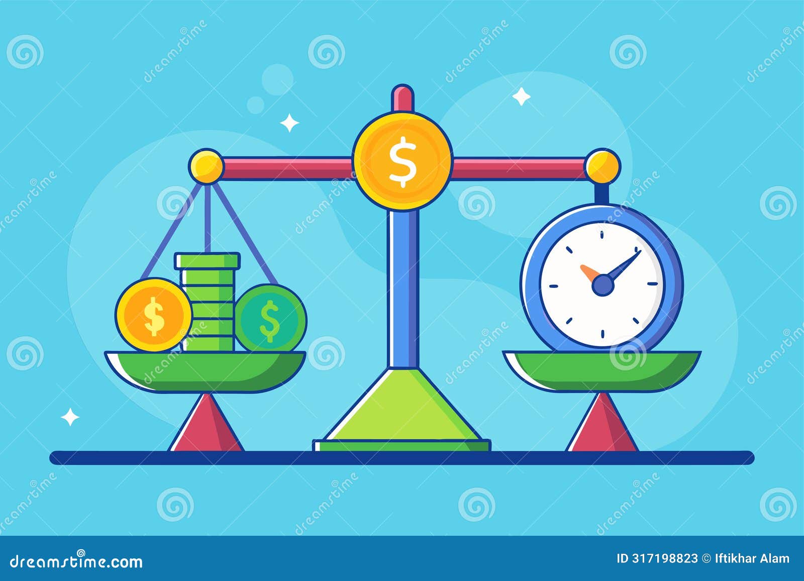A Scale with Money and a Clock on it, Symbolizing the Relationship ...