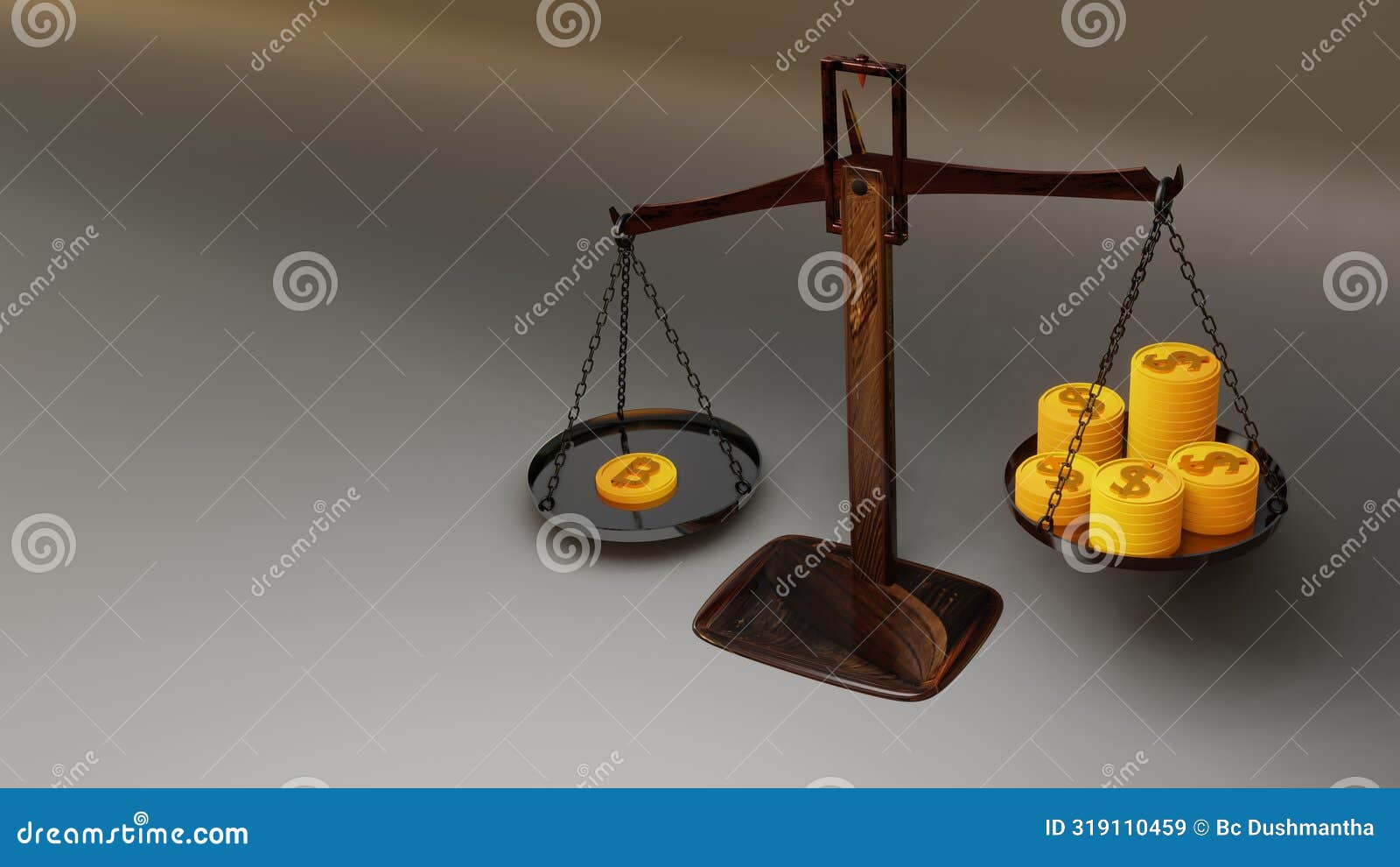 Scale, with One Side Containing a Single Bitcoin Symbol Coin, and the ...